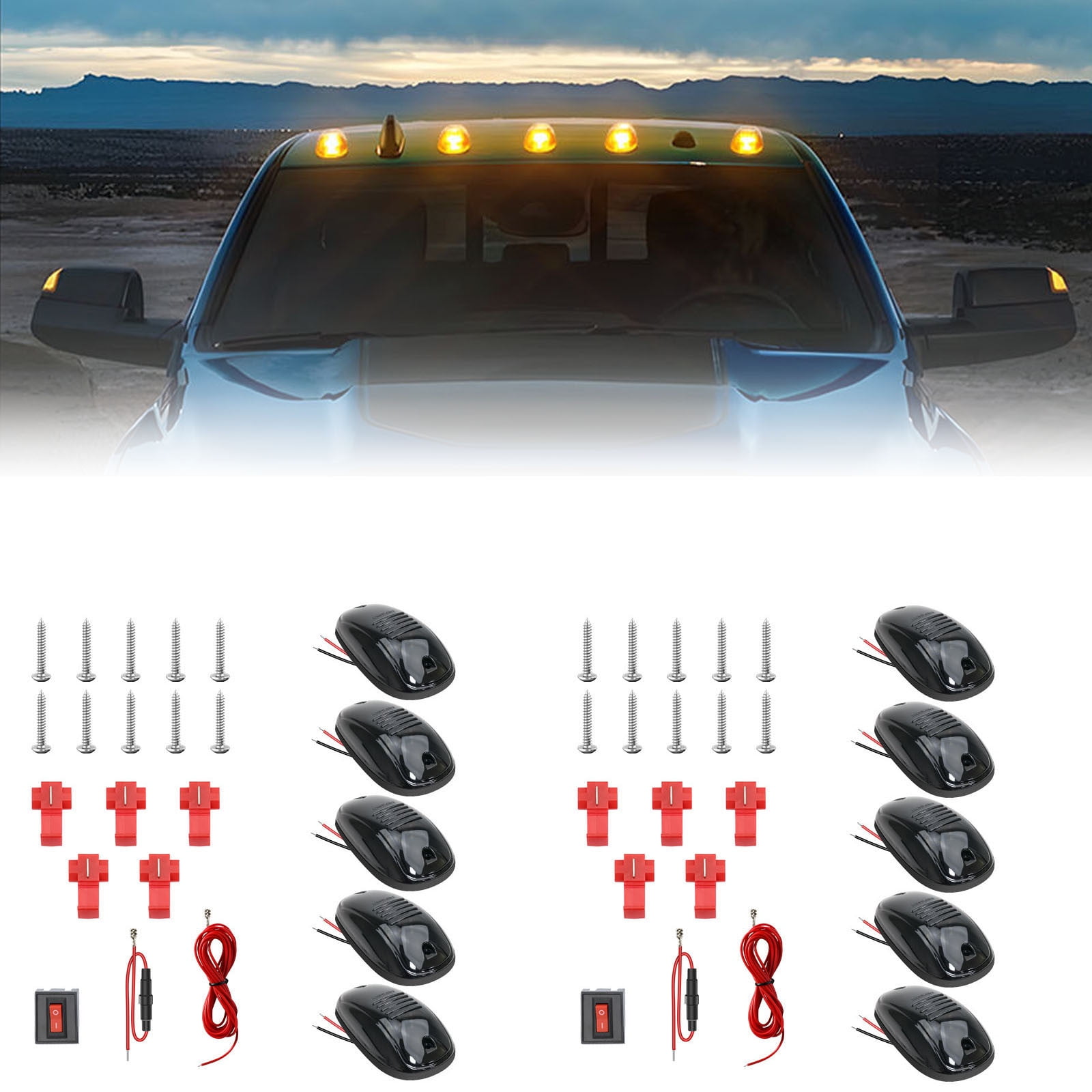 Msgweeeg LED Roof Marker Light Pickup Truck Cab Top 9 LED Heavy Duty ...