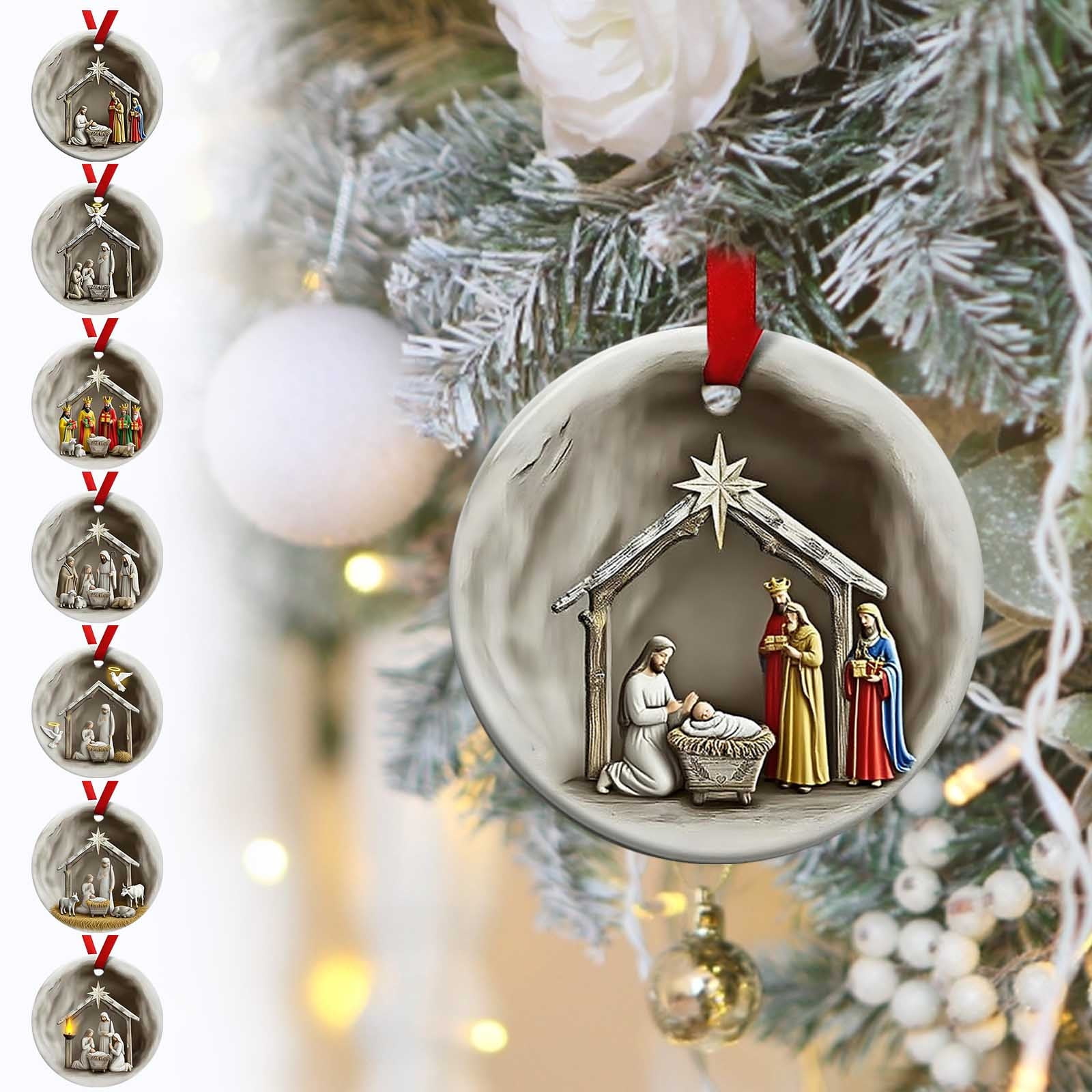 Msgweeeg Modern Christmas Decor Christmas Round Acrylic Hanging 8cm ...