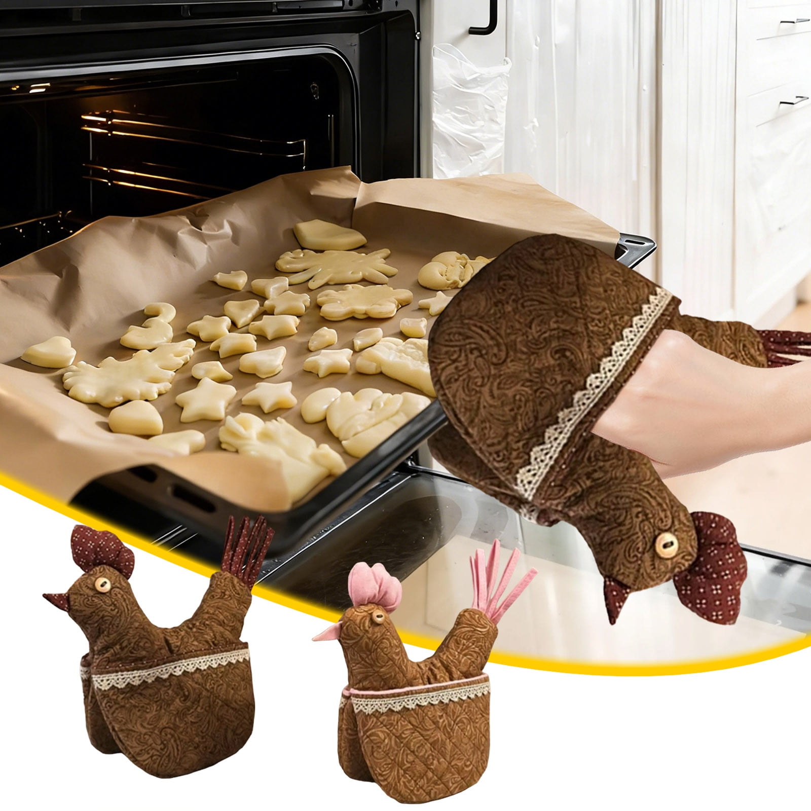 Msgweeeg Oven Mitts Silicone Oven Mitts Chicken-Shaped Oven Mitts Heat ...