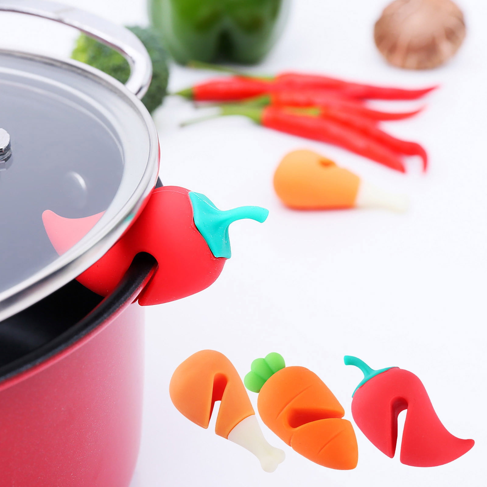 Msgweeeg Pot Lid Lifter Pepper Shaped Pot Lid Lifter Silica Gel Pot Lid ...
