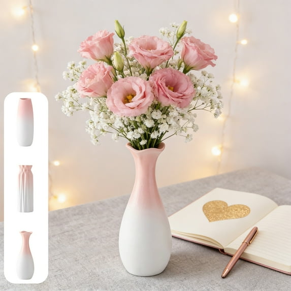 Msgweeeg Vases Ceramic Vase Pinky Gradient Ceramic Vase Decorative ...