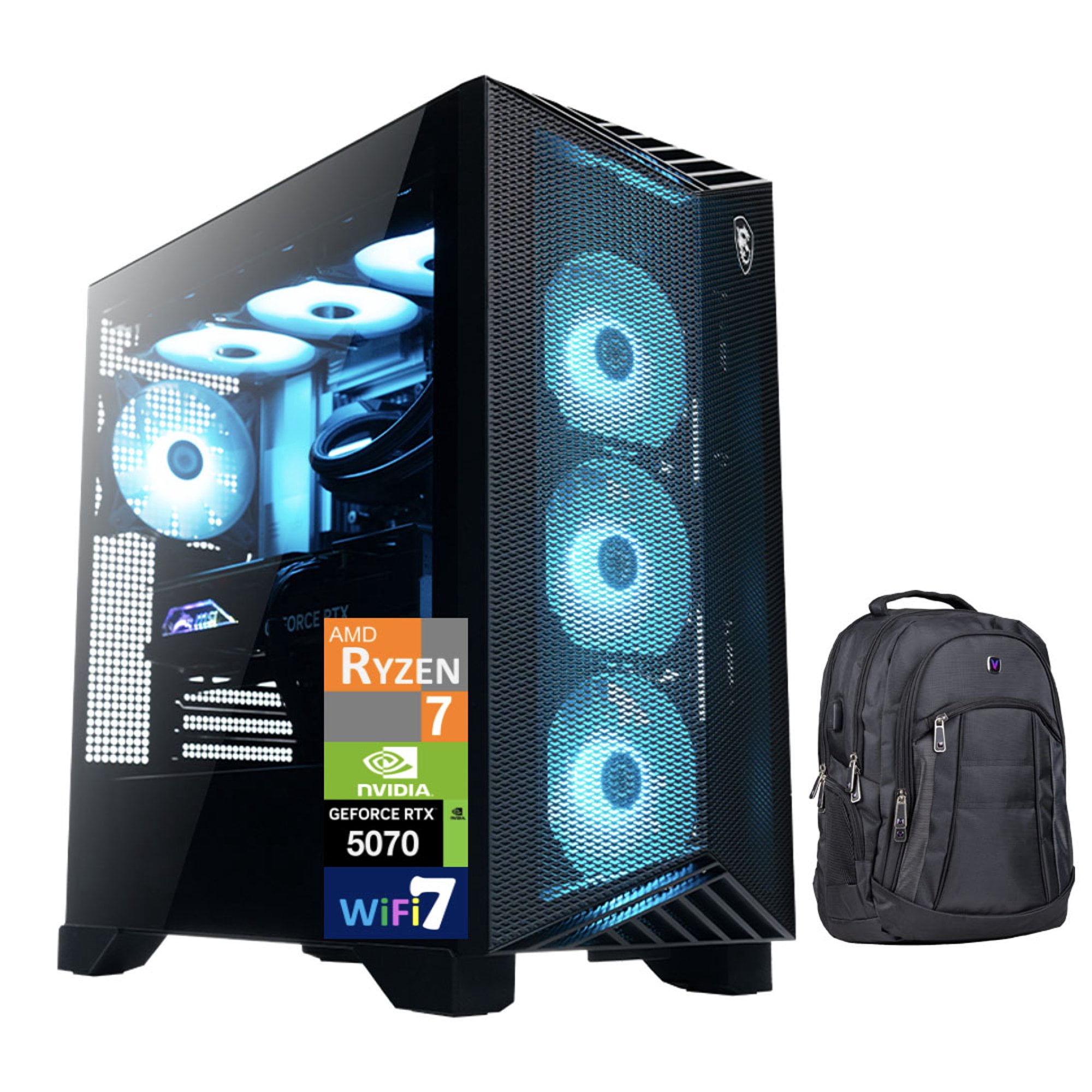 Msi Aegis AI Gaming Desktop PC (AMD Ryzen 7 9700X, GeForce RTX 5070 12GB GDDR7, 32GB DDR5, 2TB ...