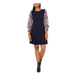 Msk Crew Neck Dress With Patterned Sleeve,Womens - Walmart.com