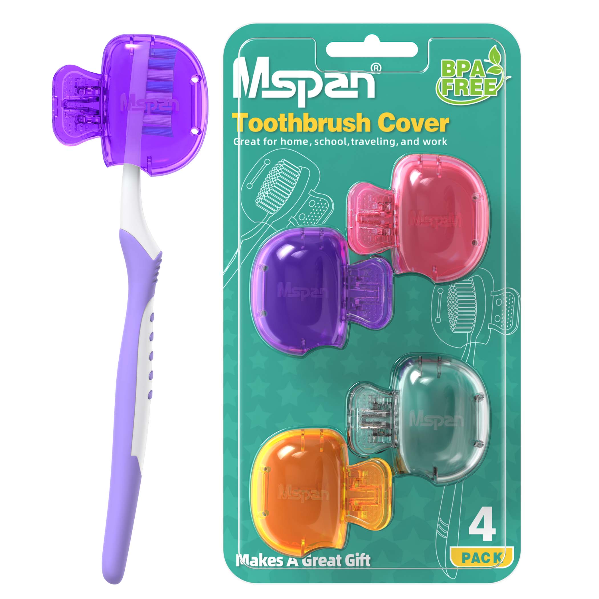 Mspan Toothbrush Head Cover Cap: Toothbrush Protector Brush Pod Case ...