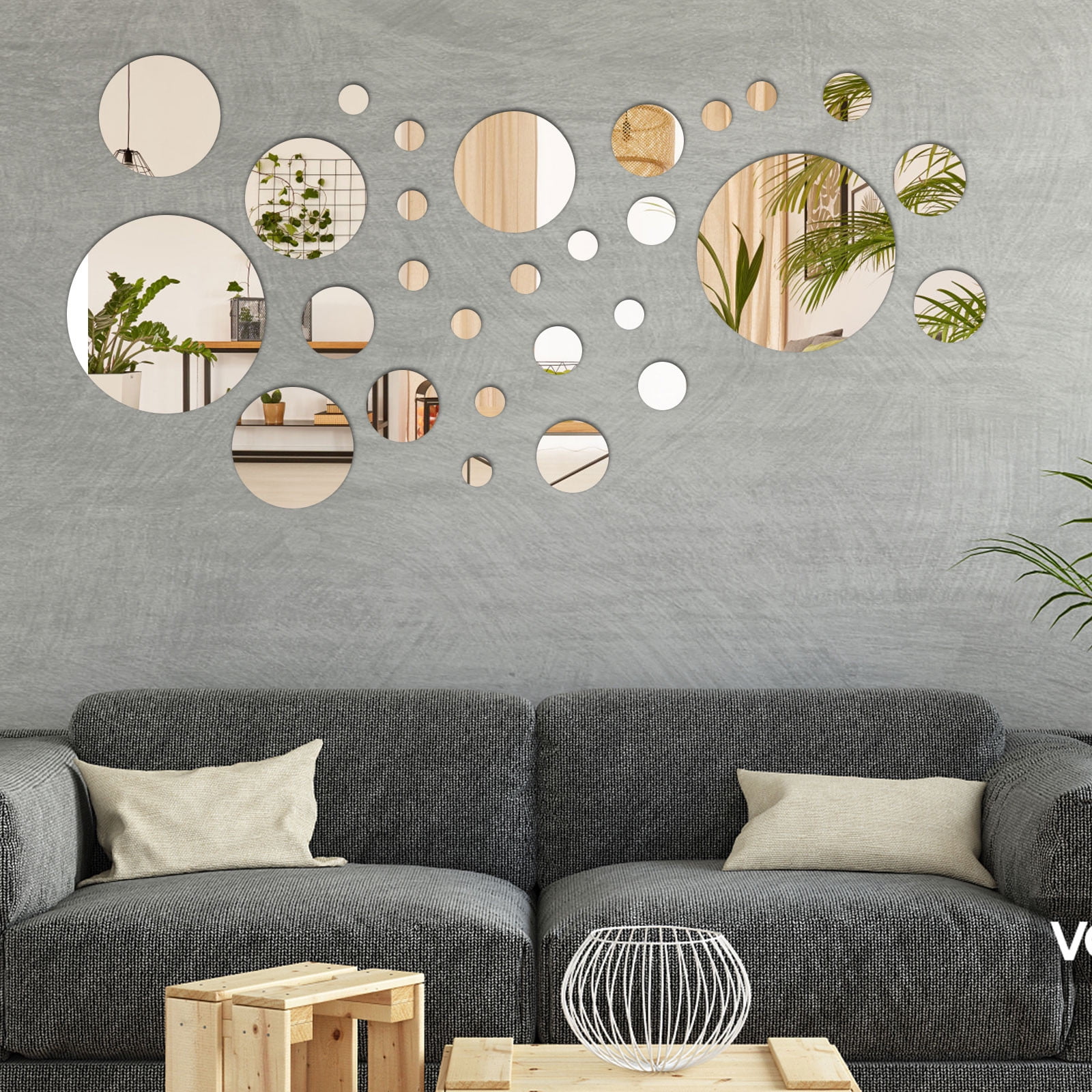Msuo Wall Decals Living Room Sticker Decoration Silver Sofa Mural ...