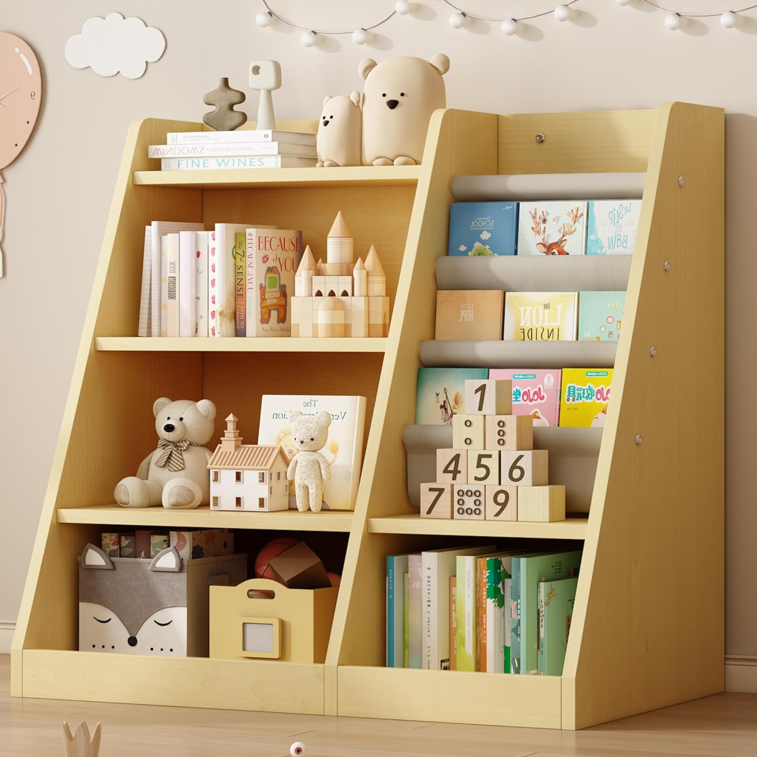 Msutree Wooden Kids Bookshelf, Toy Storage Organizer Cabinet for Kids ...
