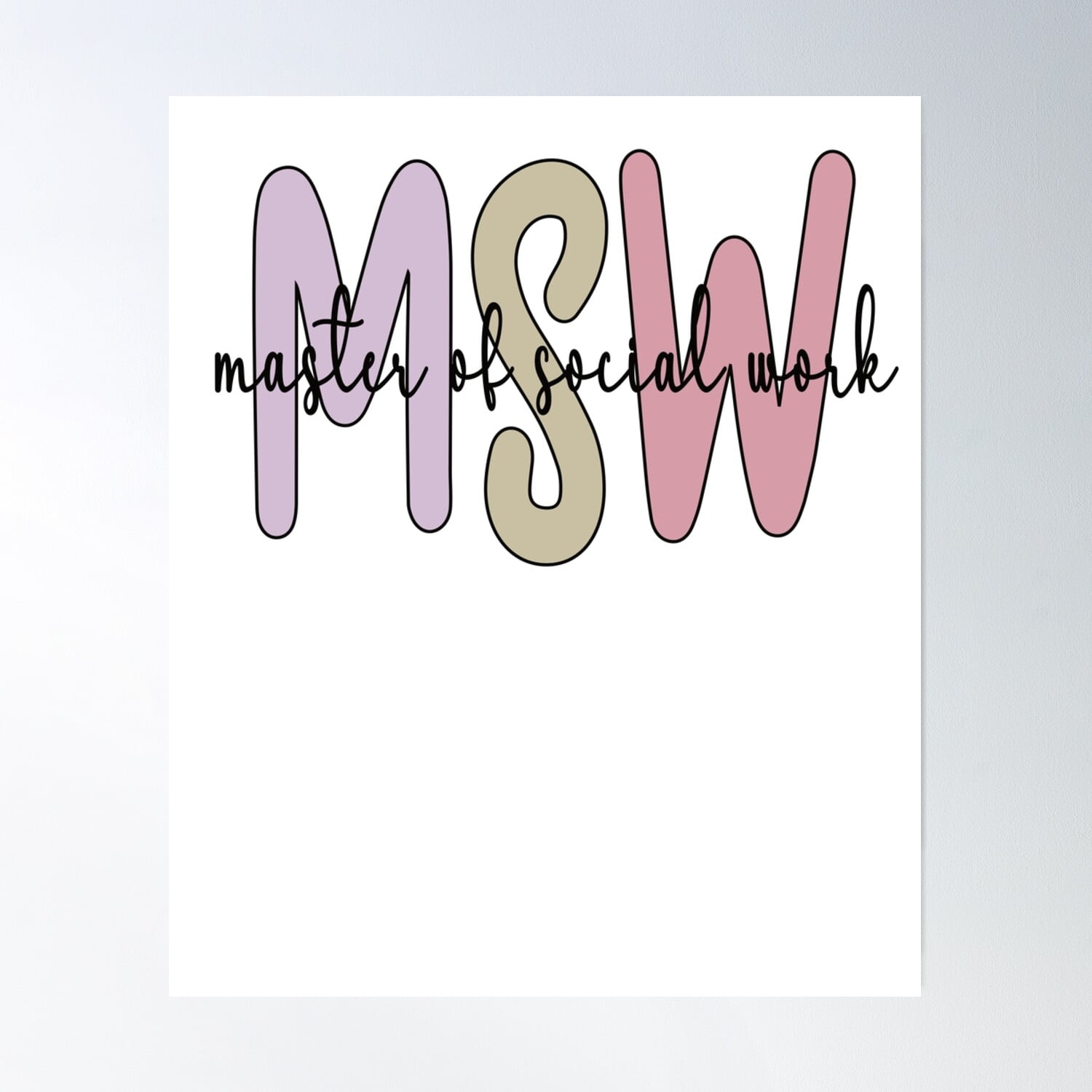 Msw Master Of Social Work Graduation Social Worker Poster Wall Art ...