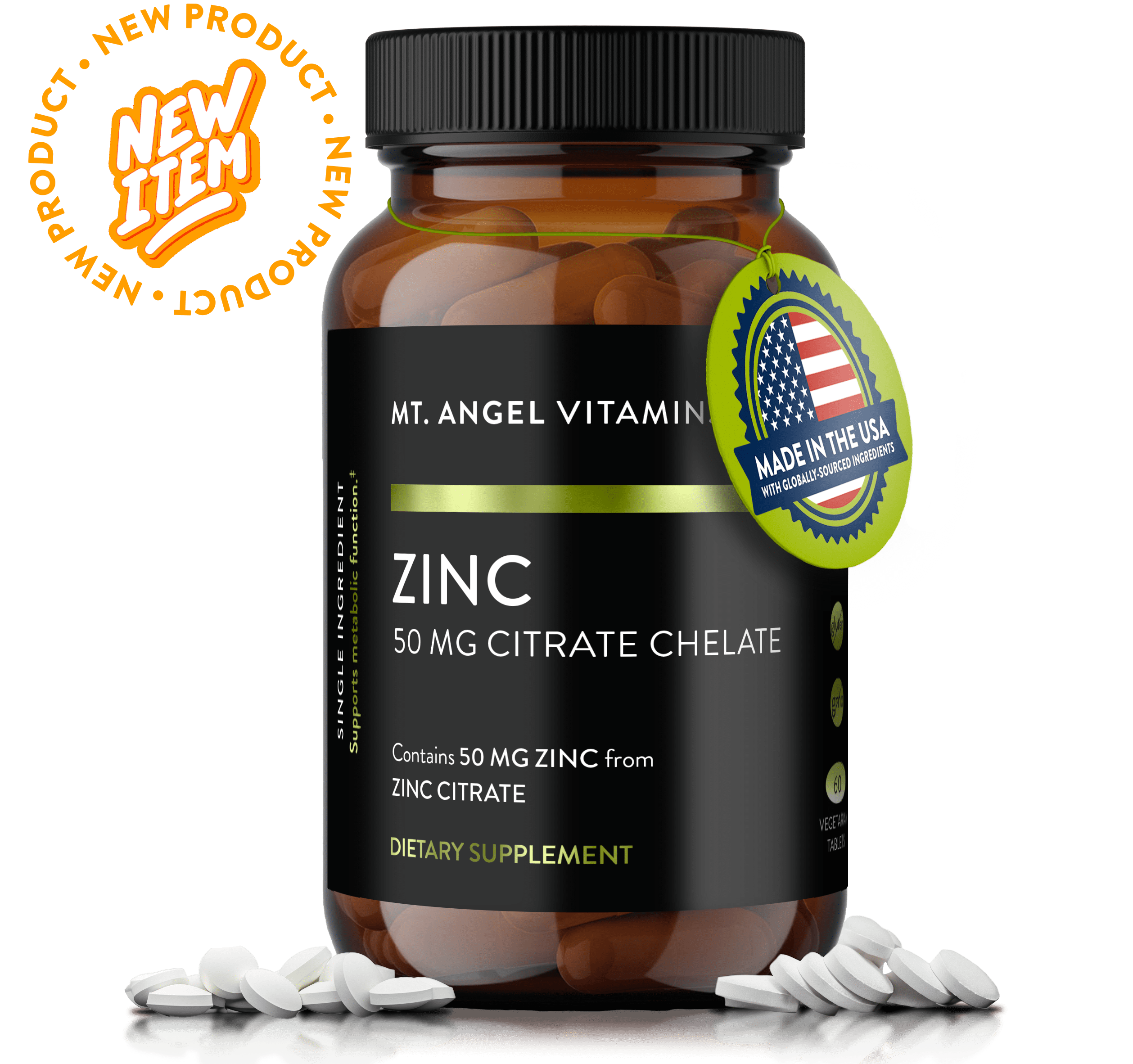 Mt. Angel Vitamins' Advanced Zinc Citrate Chelate 50 mg - Optimal ...