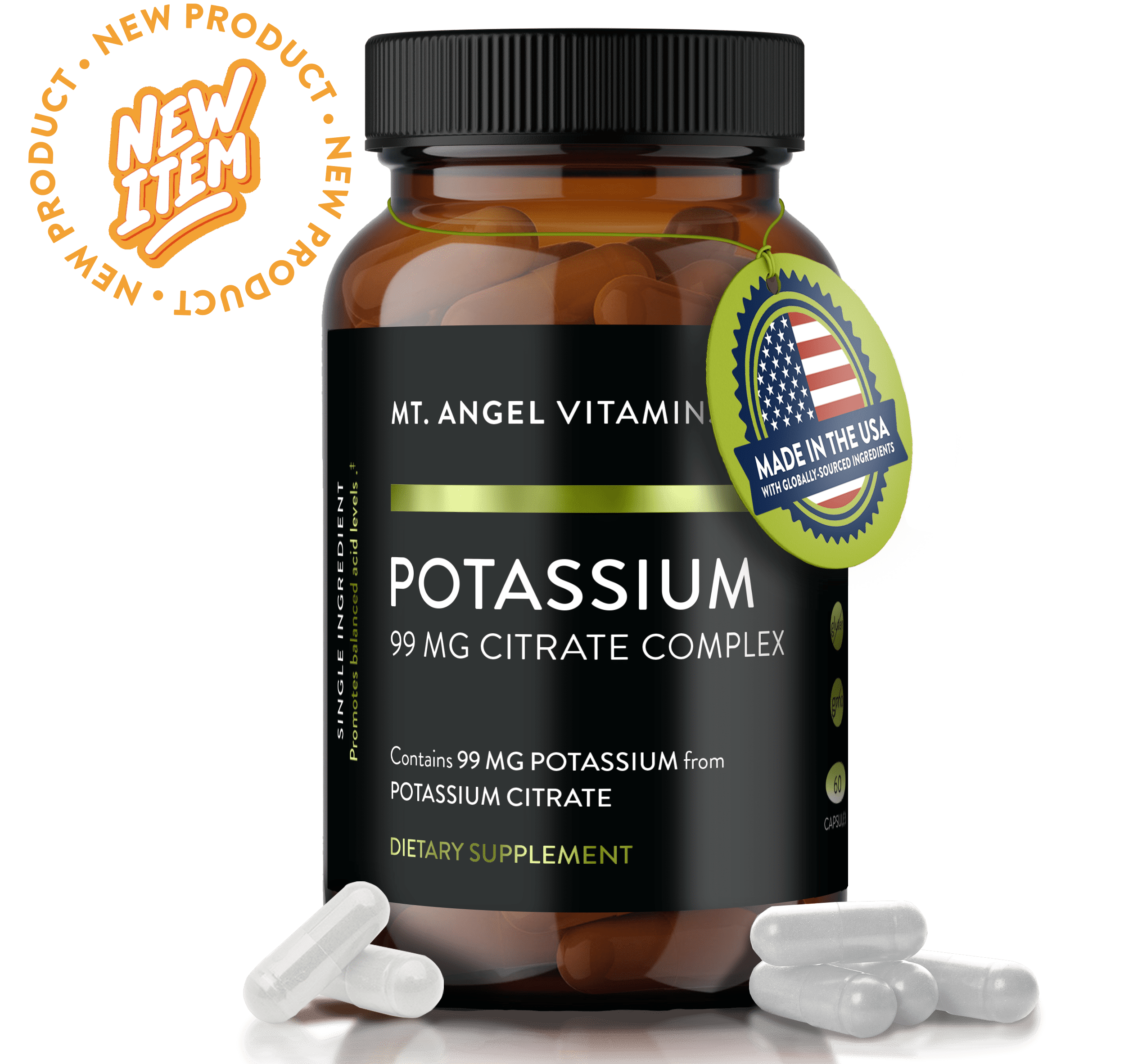 Mt. Angel Vitamins - Potassium Citrate Complex - 99 mg, 60 Capsules ...