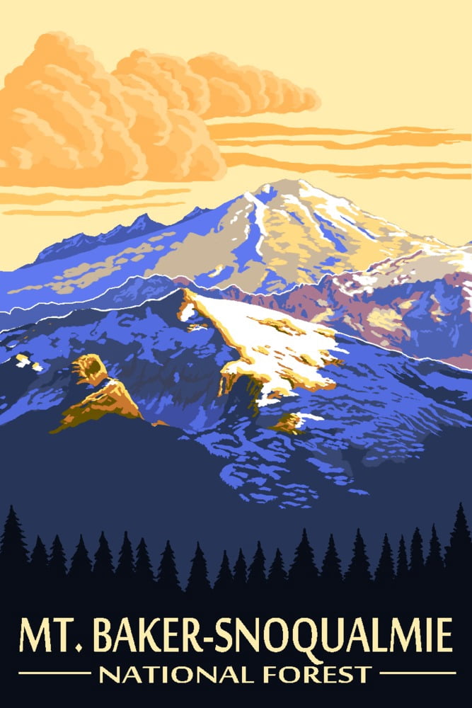 Mt Baker Snoqualmie National Forest, Washington, Mt Baker at Sunset ...