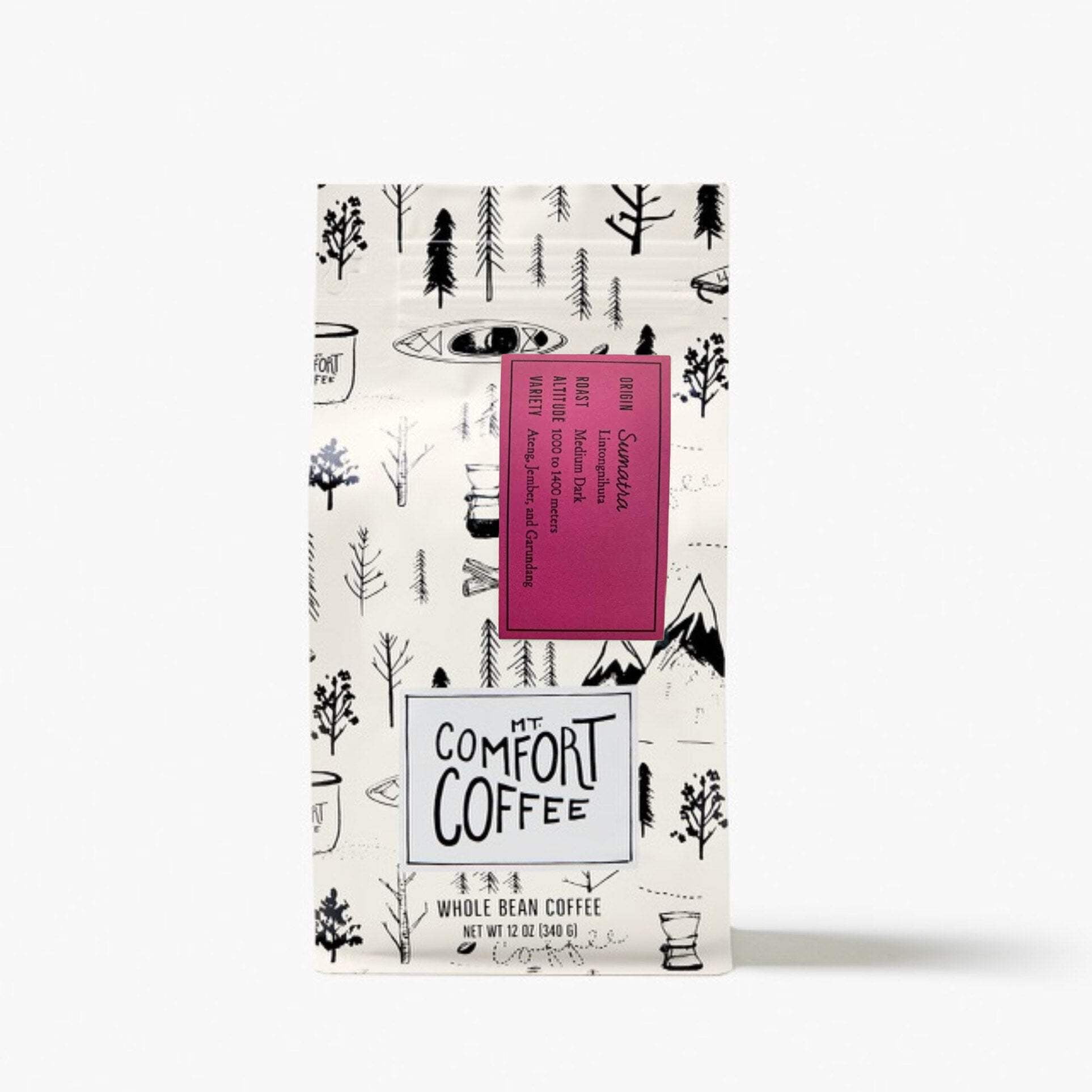Mt. Comfort Coffee Sumatra Medium Dark Roast, 12 oz, Whole Bean ...