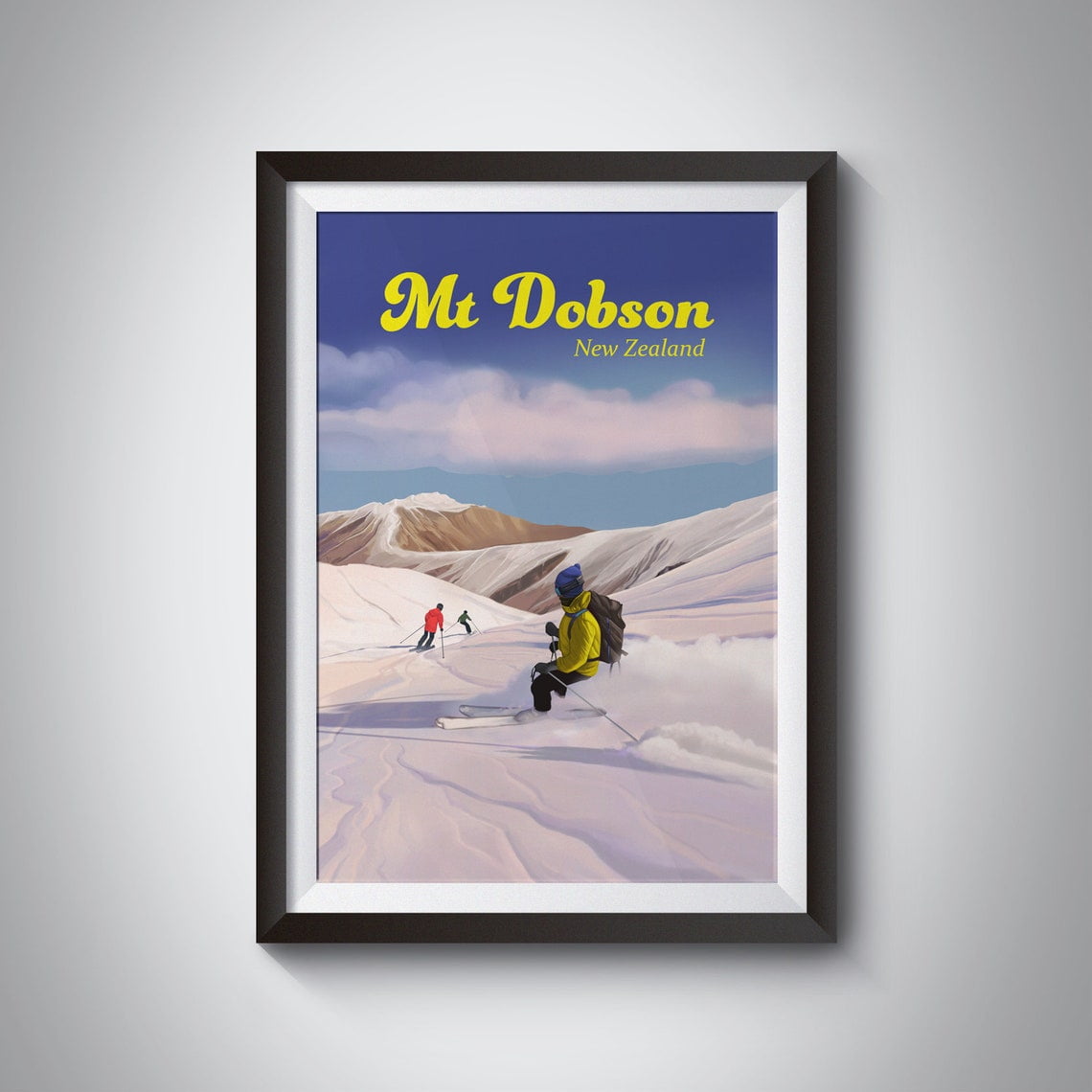 Mt Dobson Ski Resort Poster, Mount Dobson New Zealand Travel Poster, Nz ...