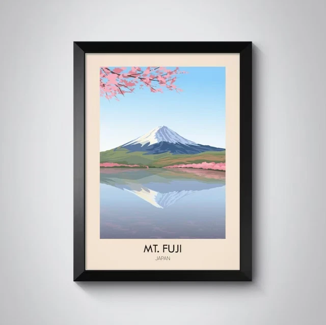 Mt Fuji Japan Travel Poster, Mount Fuji Poster, Japan Travel Poster, Mountain NO FRAMED POSTER ...