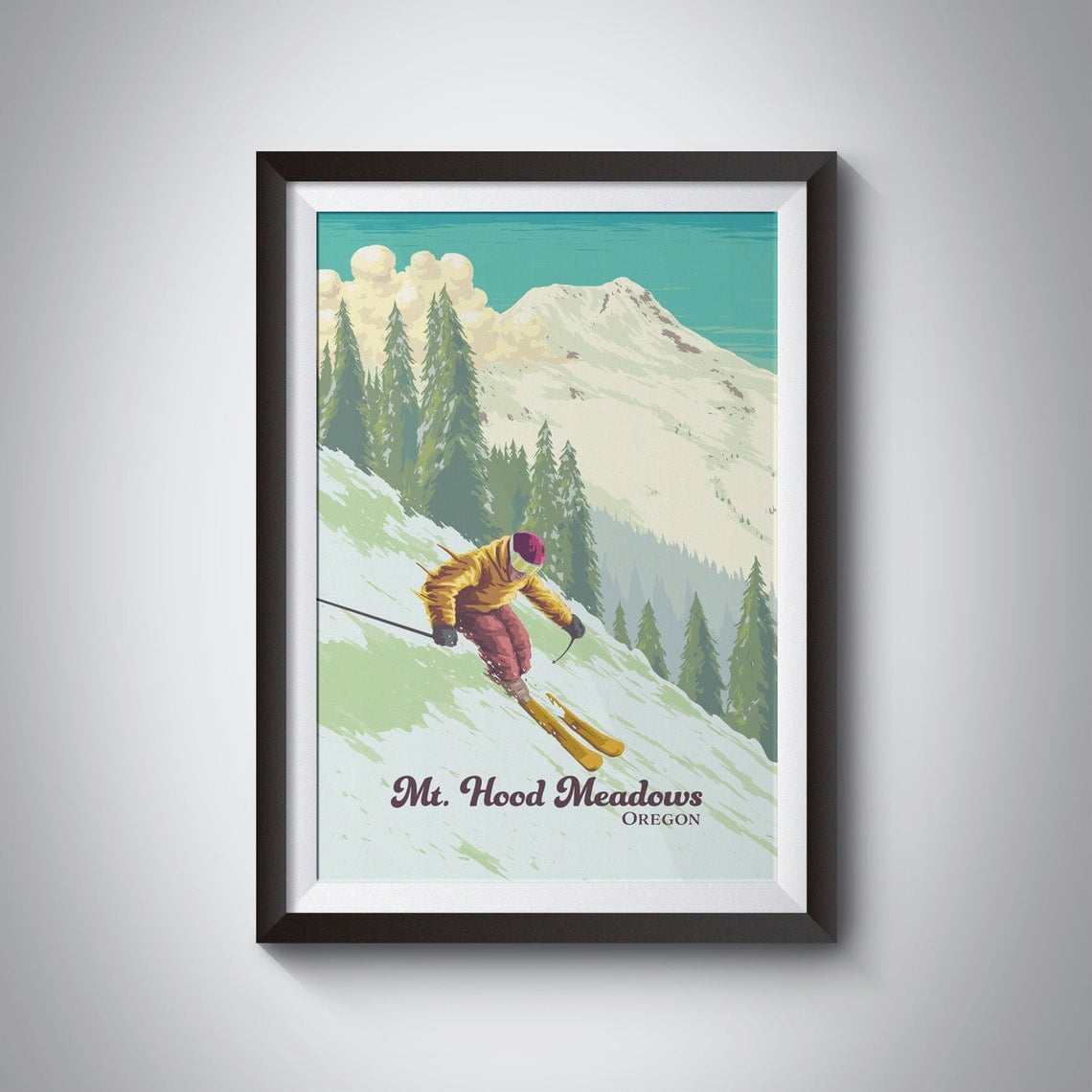 Mt Hood Meadows Oregon Ski Resort Travel Poster, Snowboarding ...
