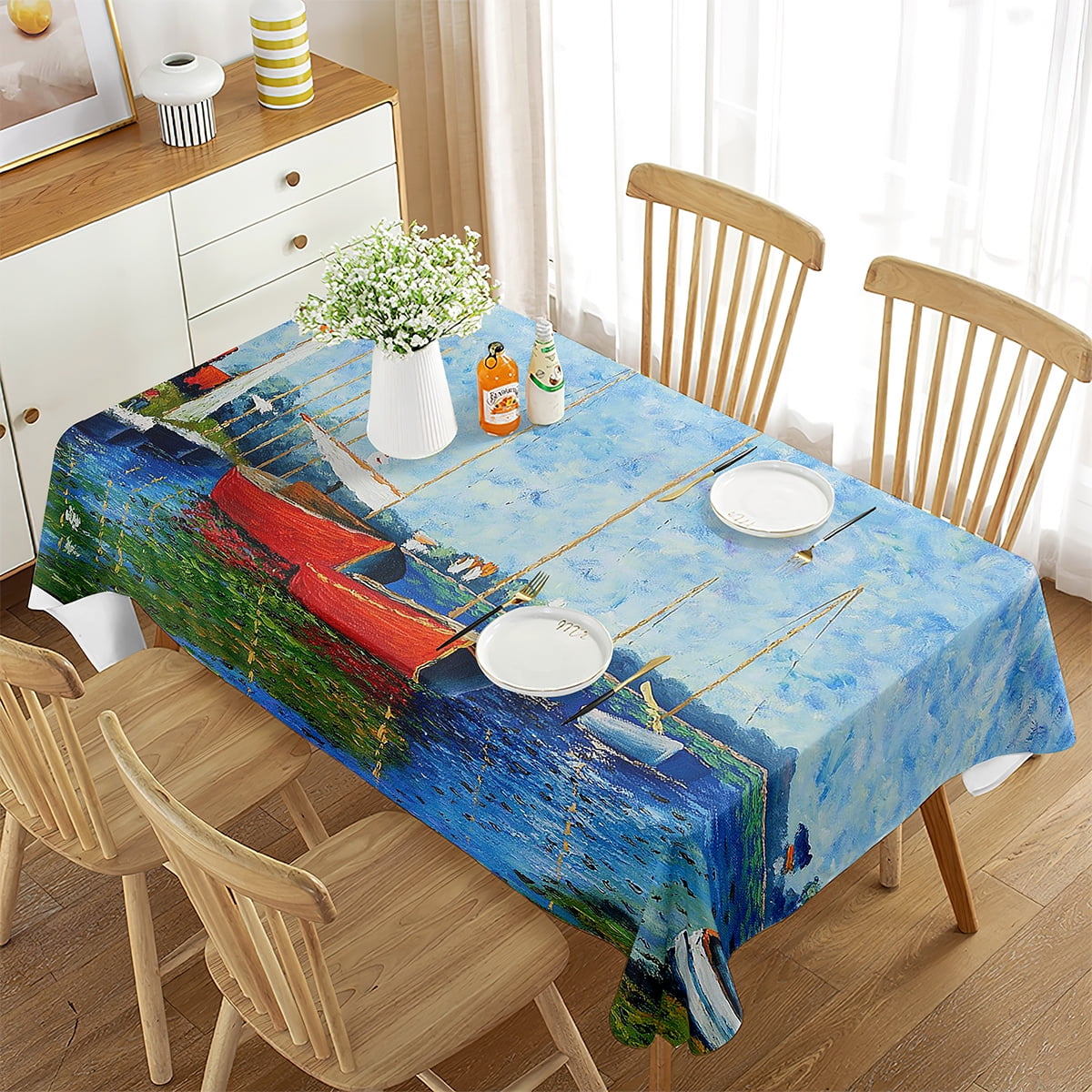 Mt Oil Painting Tablecloth Rectangular Aesthetic r Tablecloth for ...