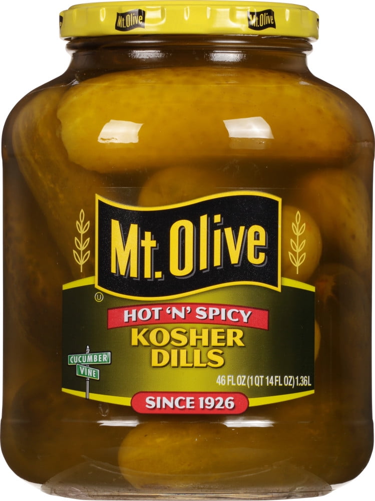 Mt. Olive Hot & Spicy Kosher Dill Pickles, Fresh Pack, 46 fl oz Jar ...
