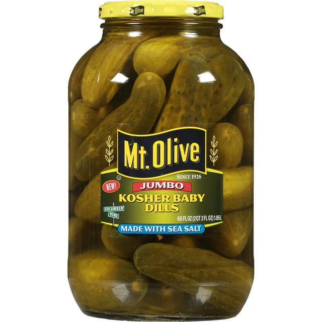 Mt. Olive Jumbo Kosher Baby Dills made with Sea Salt, 66 fl oz Jar ...