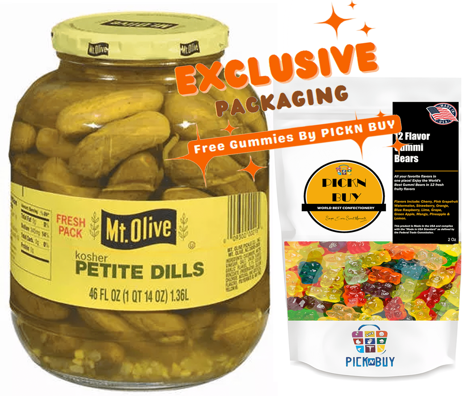 Mt. Olive Kosher Petite Dills Fresh Pack Pickles 46 fl. oz. (With Free ...