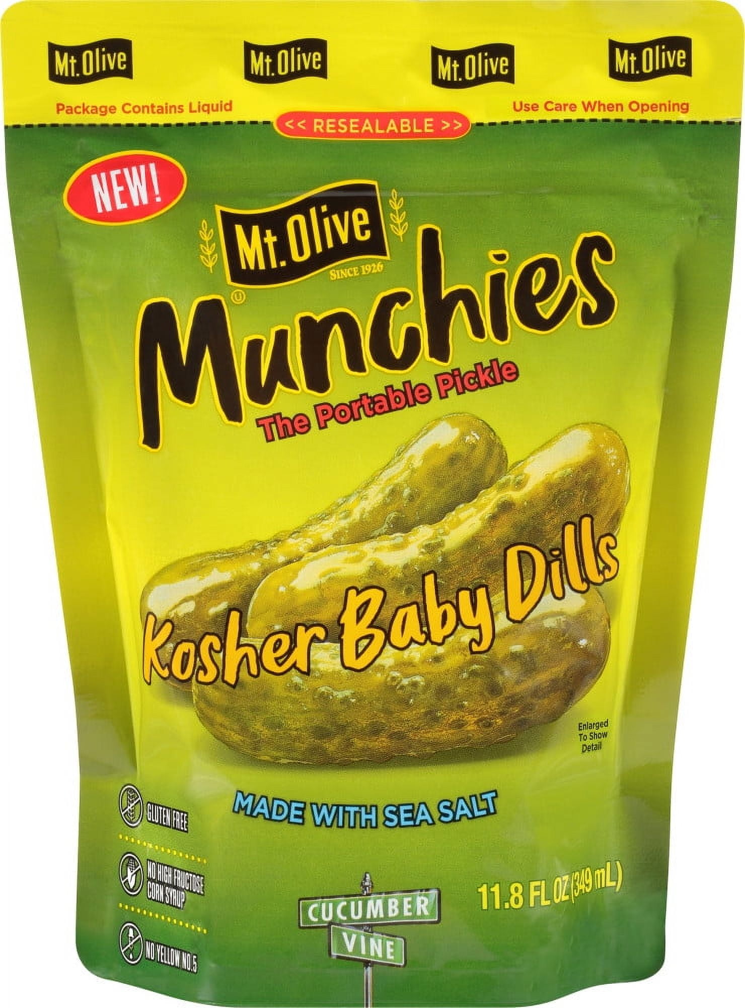 Mt. Olive Munchies Kosher Baby Dills Pickles Resealable Pouch 11.8 oz ...
