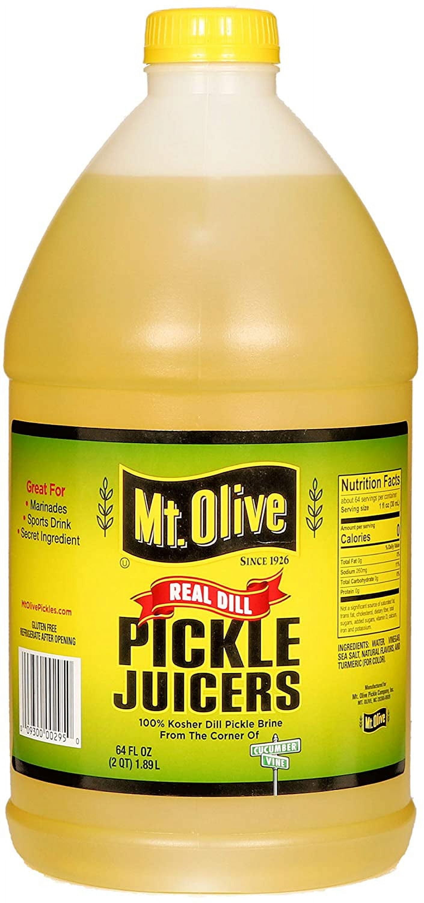Mt. Olive Pickle Juice, 100% Kosher Dill Pickle Brine, 64 oz, Energy ...