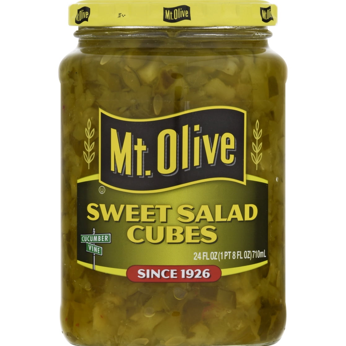 Mt. Olive Crunchy Sweet Pickled Salad Cubes, 24 fl oz Resealable Jar ...