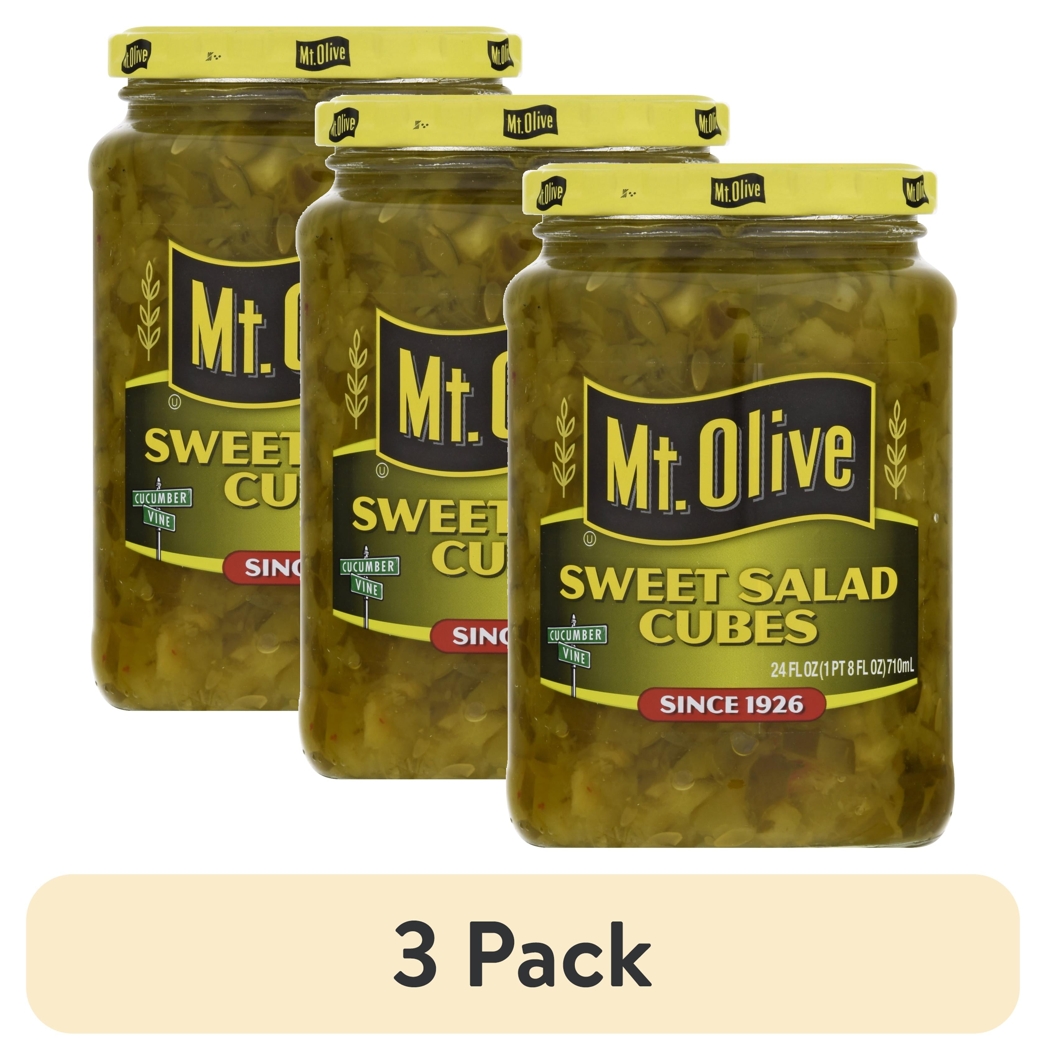 (3 pack) Mt. Olive Sweet Salad Cubes Pickles, 24 fl oz Jar - Walmart.com