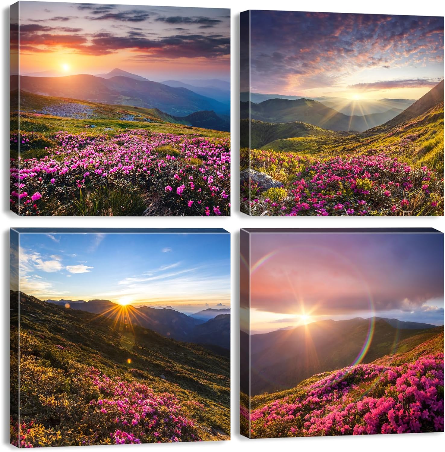 Mt Rainier Mountain Wall Art Nature Canvas Wall Decor Bathroom Sunset ...