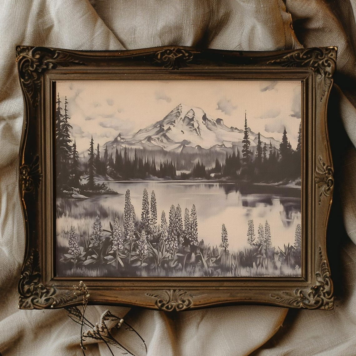 Mt Rainier Print Of Mount Rainier National Park Lupine Wall Art ...