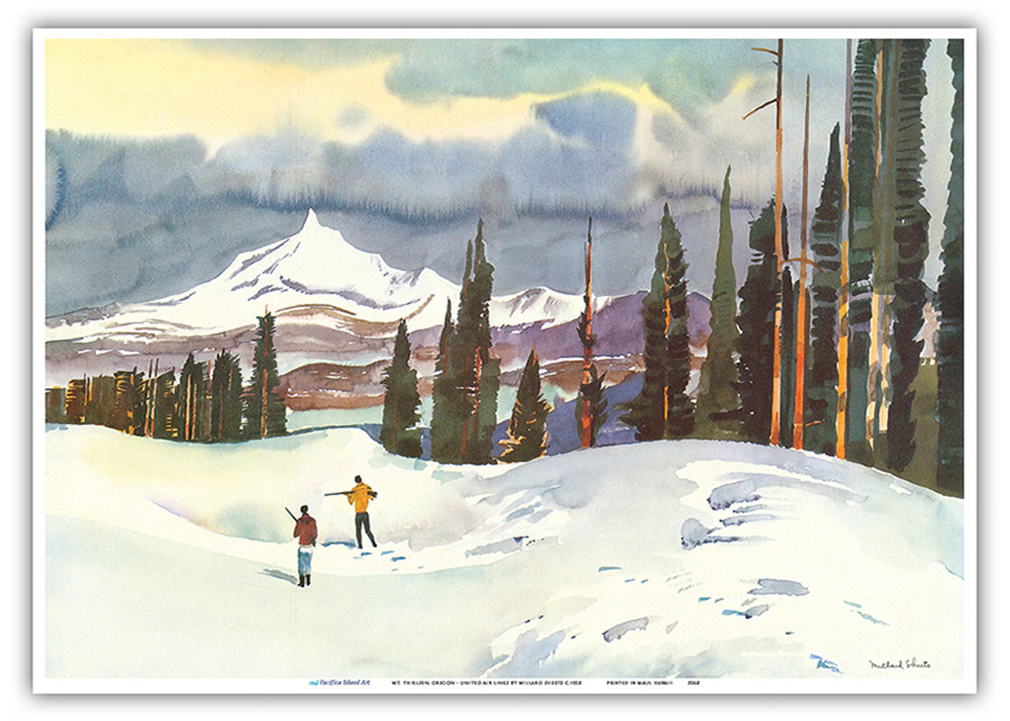 Mt. Thielsen Oregon - Snow Hunters - United Air Lines - Vintage Airline ...