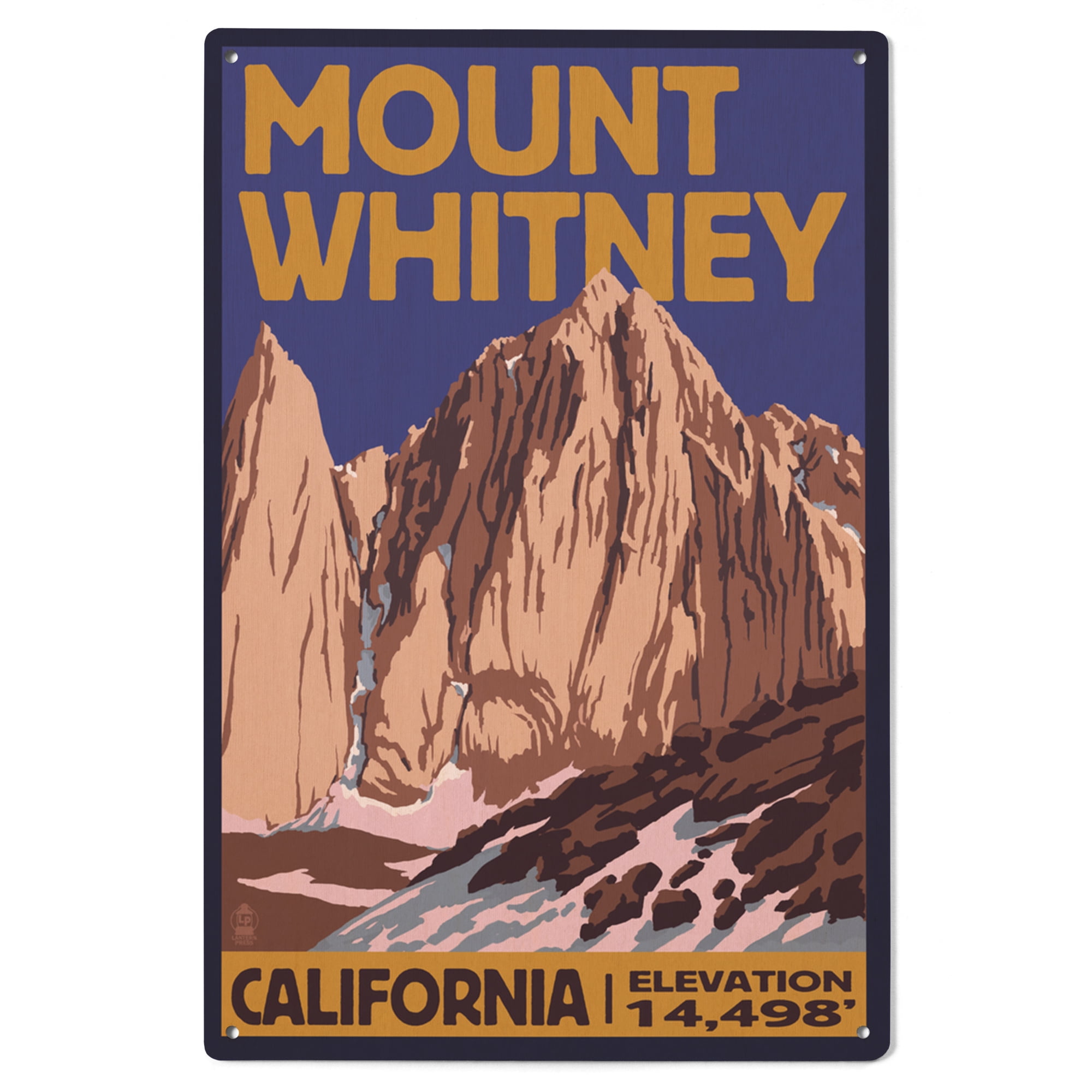 Mt Whitney, California, Peak Birch Wood Wall Sign (6x9 Rustic Home ...