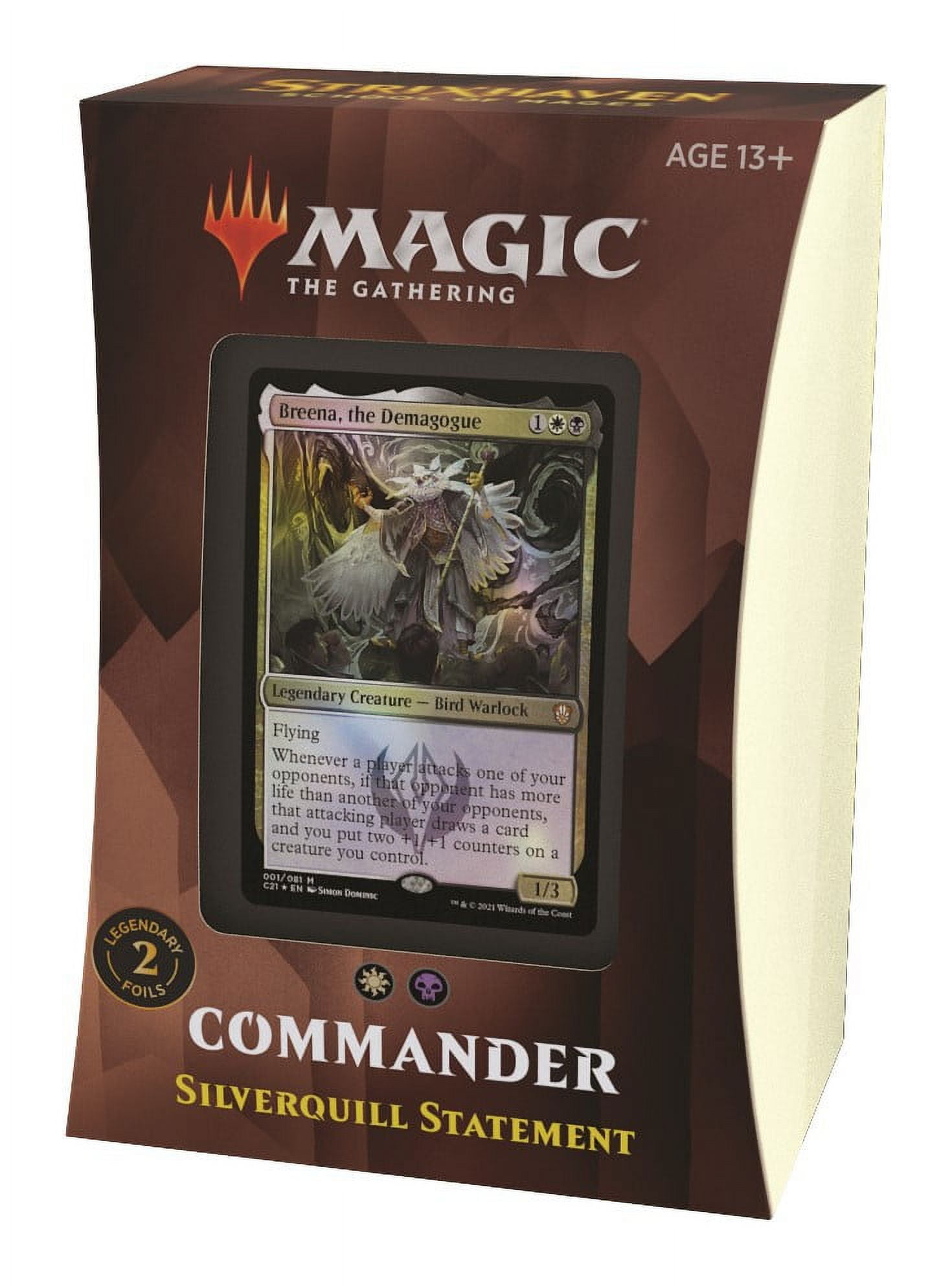 Wizards of the Coast MtG 2021 Commander Silverquill Statement Deck, 100 ...