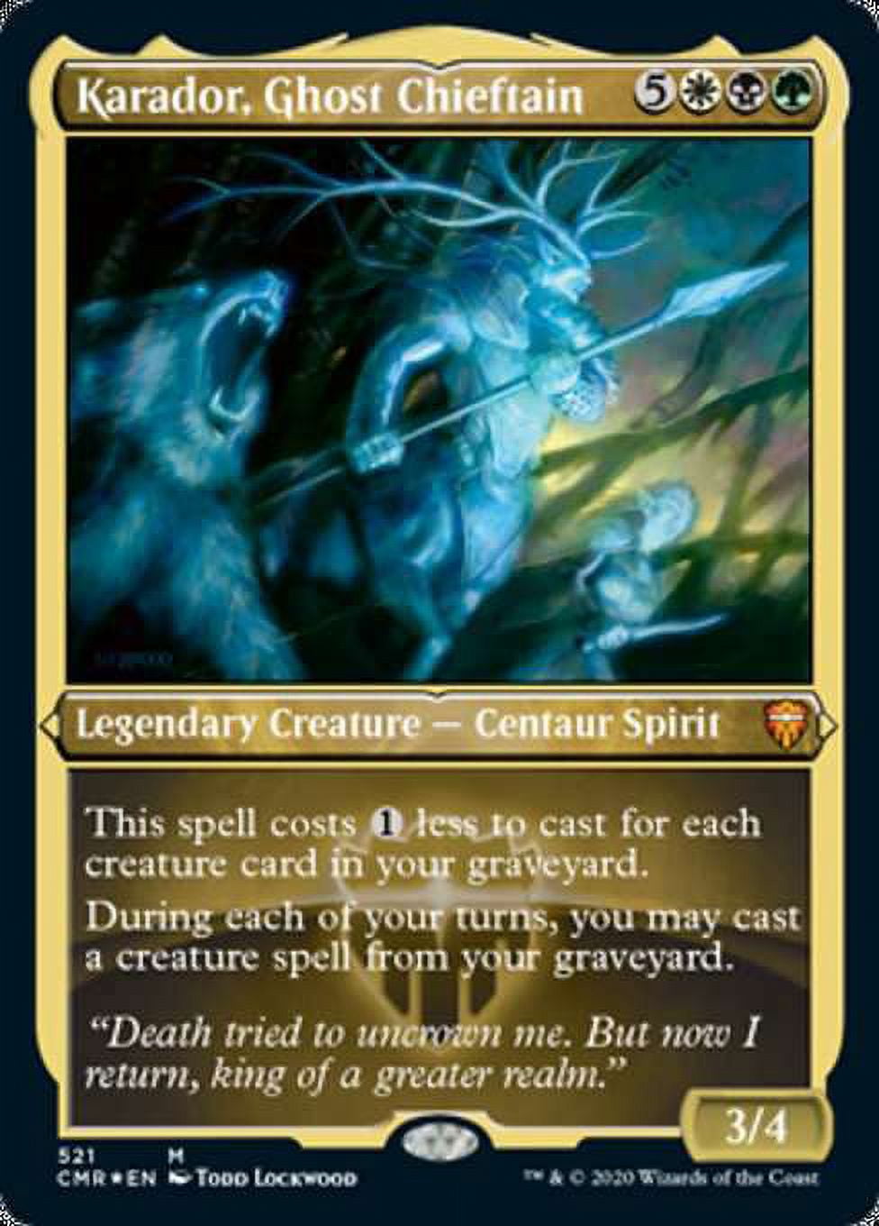 MtG Commander Legends Mythic Rare Karador, Ghost Chieftain (Etched Foil ...