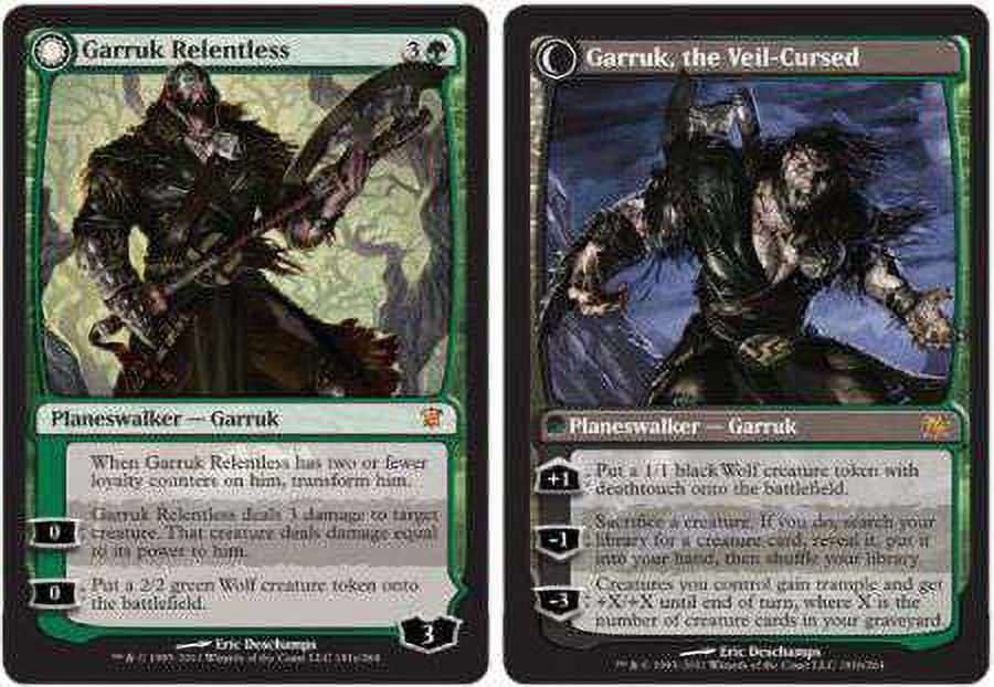 MtG Innistrad Mythic Rare Garruk Relentless / Garruk, the Veil-Cursed ...