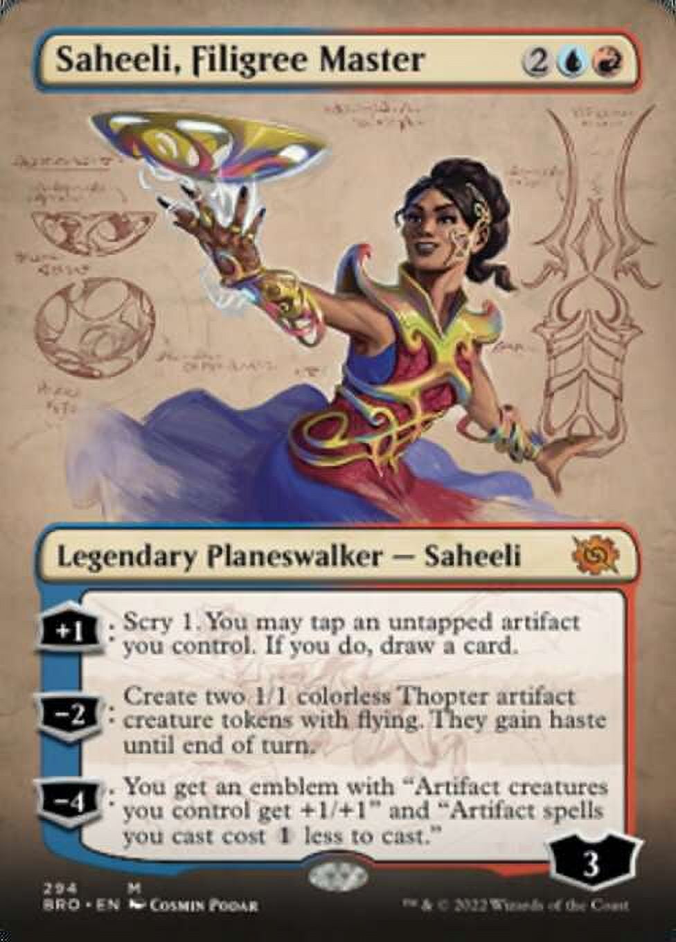 MtG The Brothers' War Mythic Rare Saheeli, Filigree Master (Borderless ...