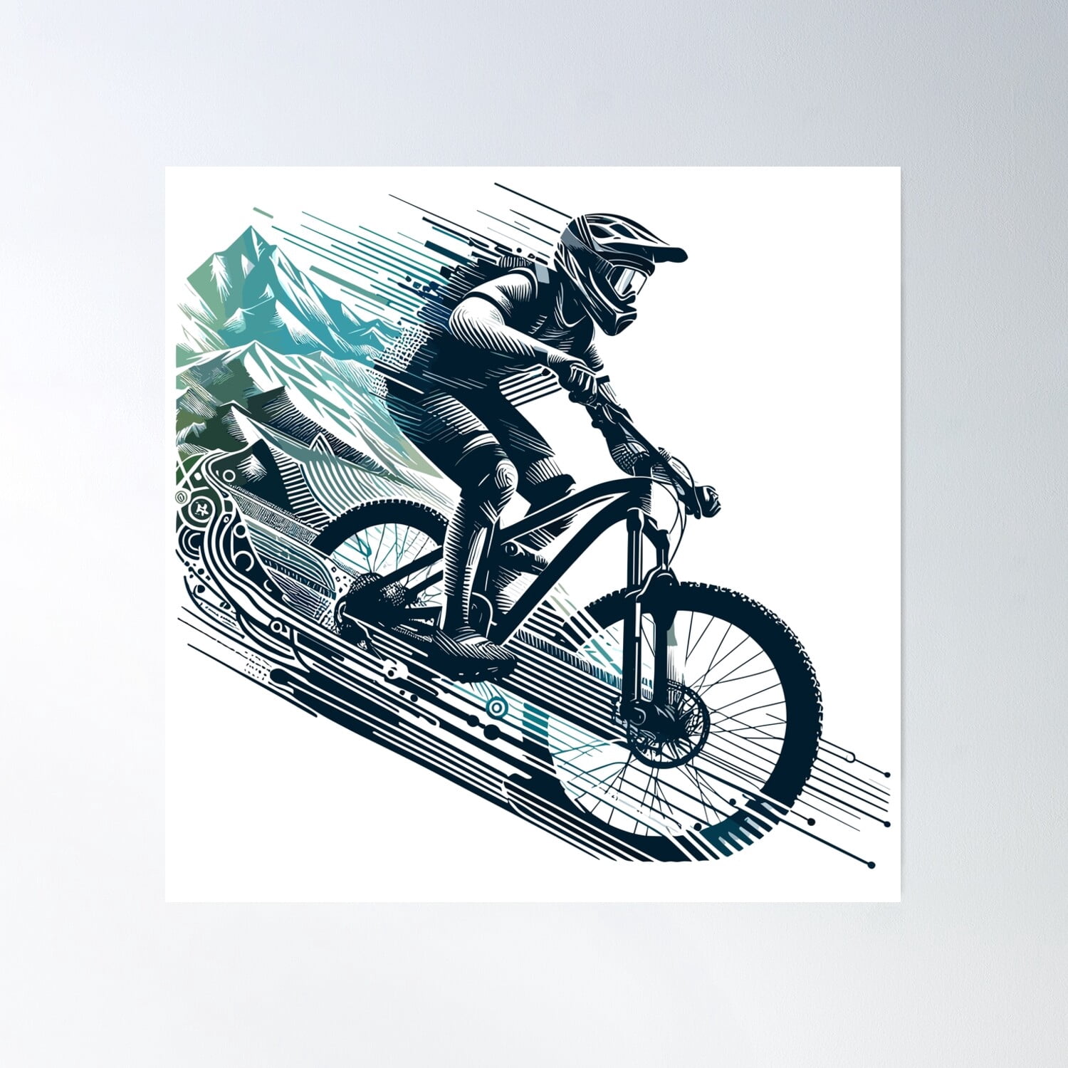 Mtb Mountain Biking Downhill Gift Poster Wall Art, Modern Wall Decor ...