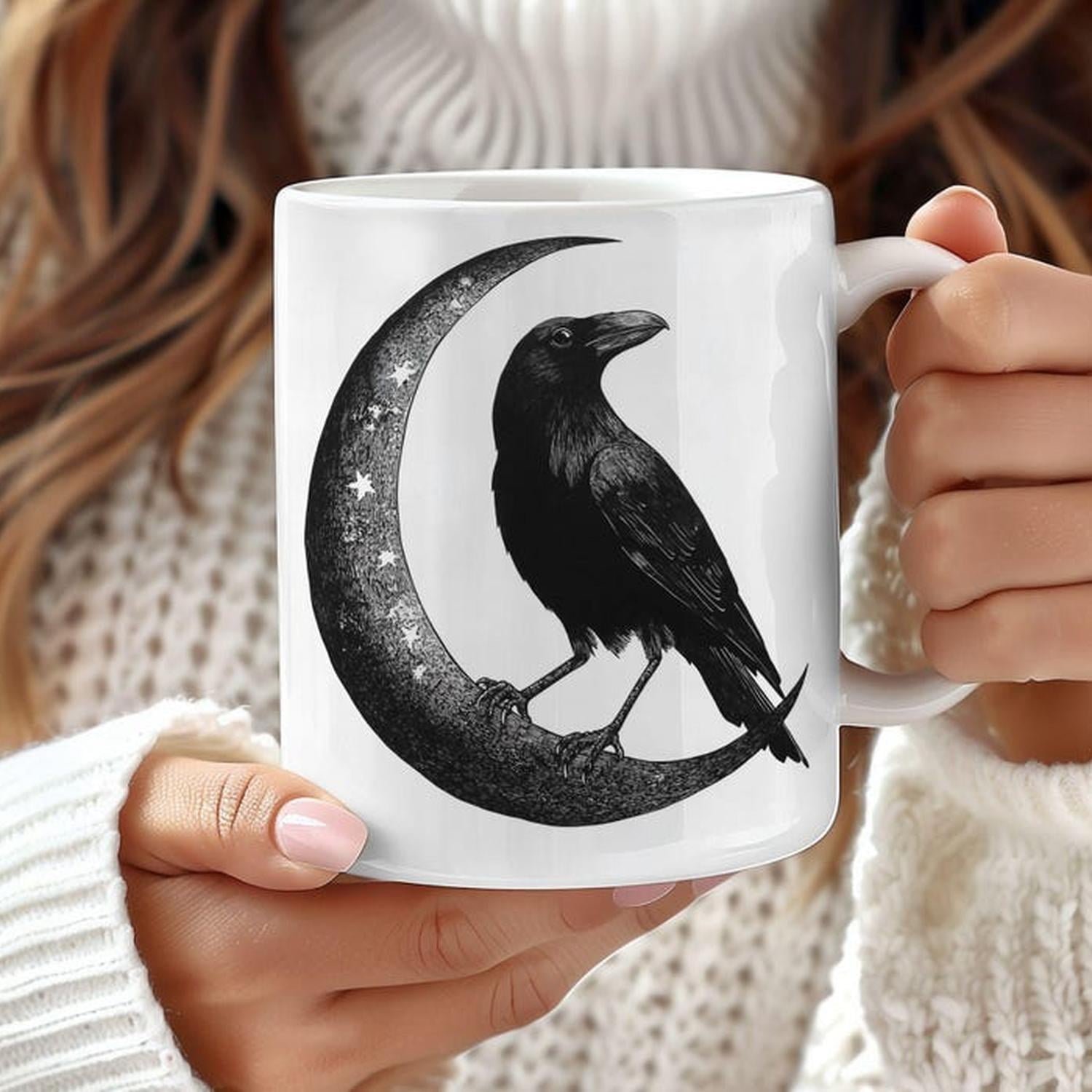 MtiC1Al Raven Mug, Witchy Coffee Cup, Raven Mug, Gothic Mug, Celestial ...