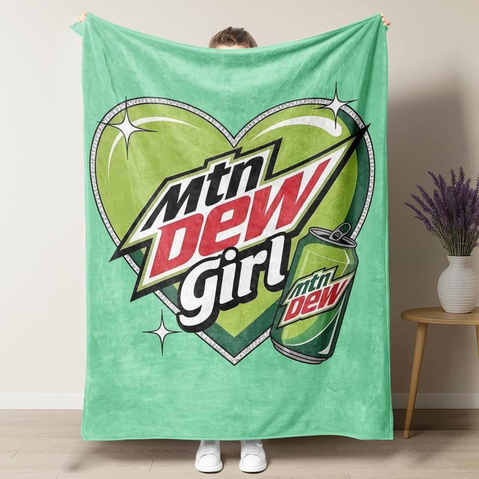 Mtn Dew Baja Blast with Big Love Pattern Flannel Blanket,Soft Warm ...