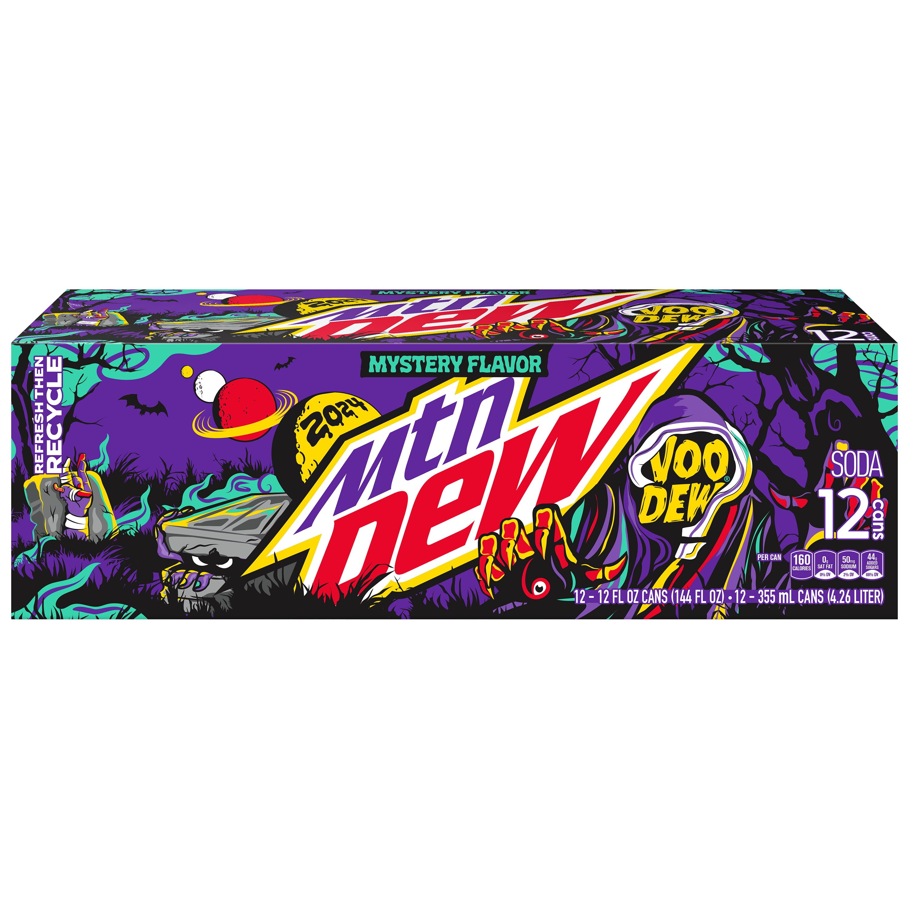 Mtn Dew Voo Dew Mystery Flavor Soda 2024, 12 fl oz, 12 Pack Cans ...