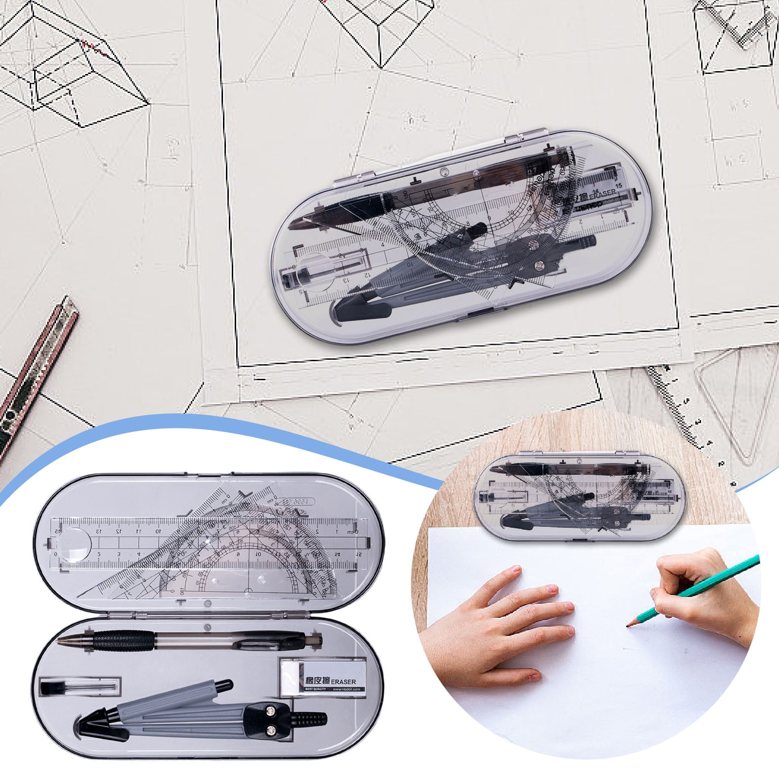 MtsDJSKF 1 Set Ruler Set Triangle Ruler Bundle Functional Ruler Kit Kit ...