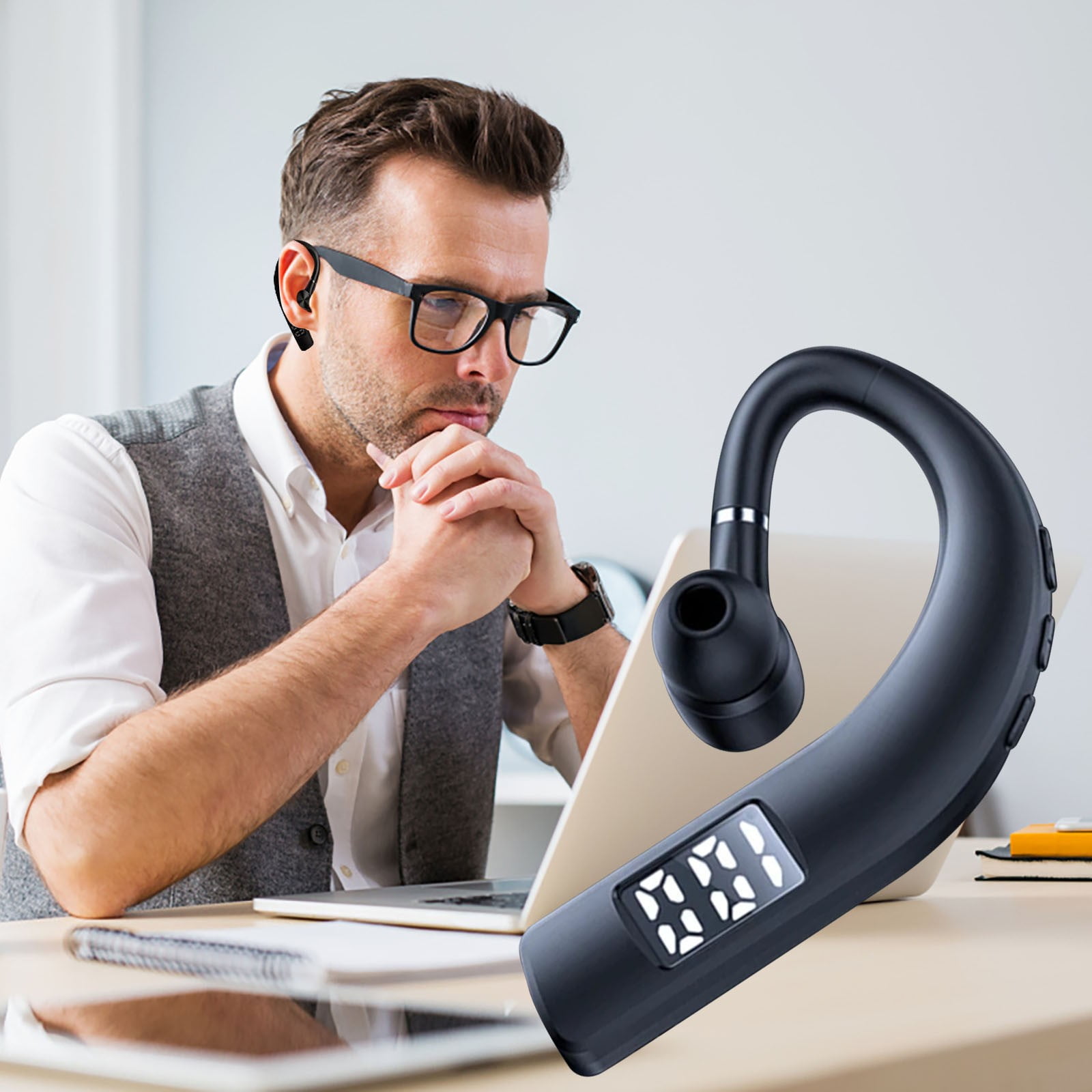 MtsDJSKF Business Headset Wireless Hands Headset 5.2 Car Headset with ...