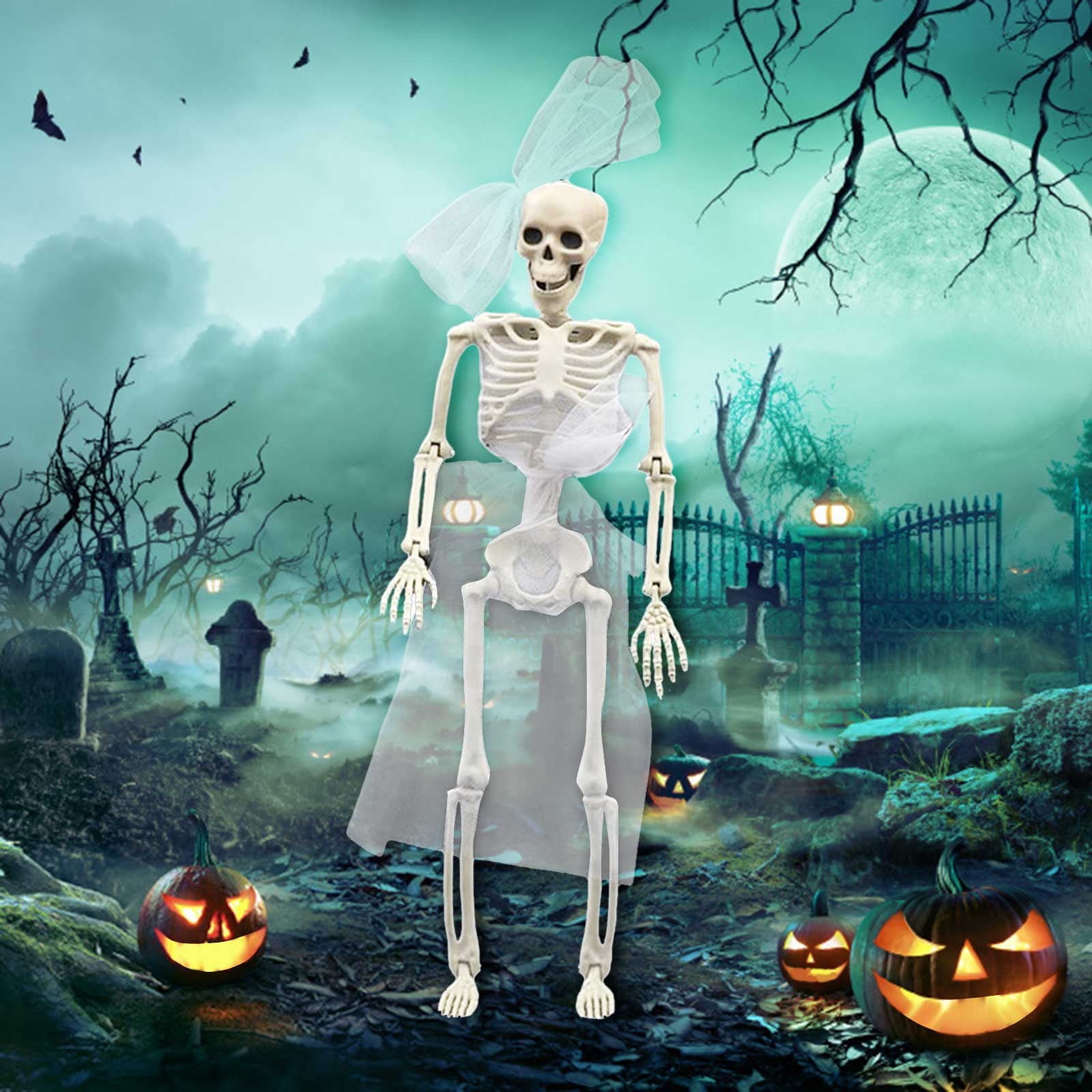 MtsDJSKF 2 in 1 Ornaments Skeleton 40CM Life Size Skeleton Posable ...