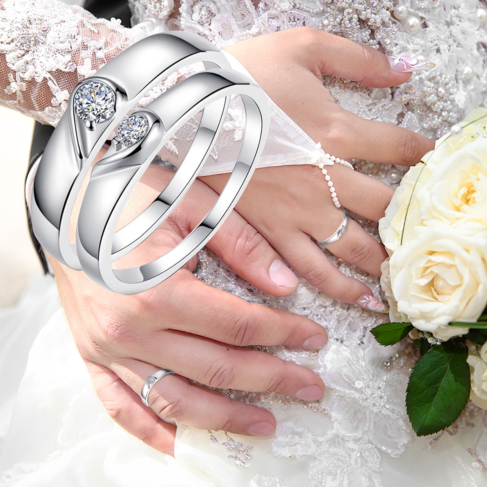 MtsDJSKF Interchangeable Rings Open Couple Ring Heart-shaped Love ...