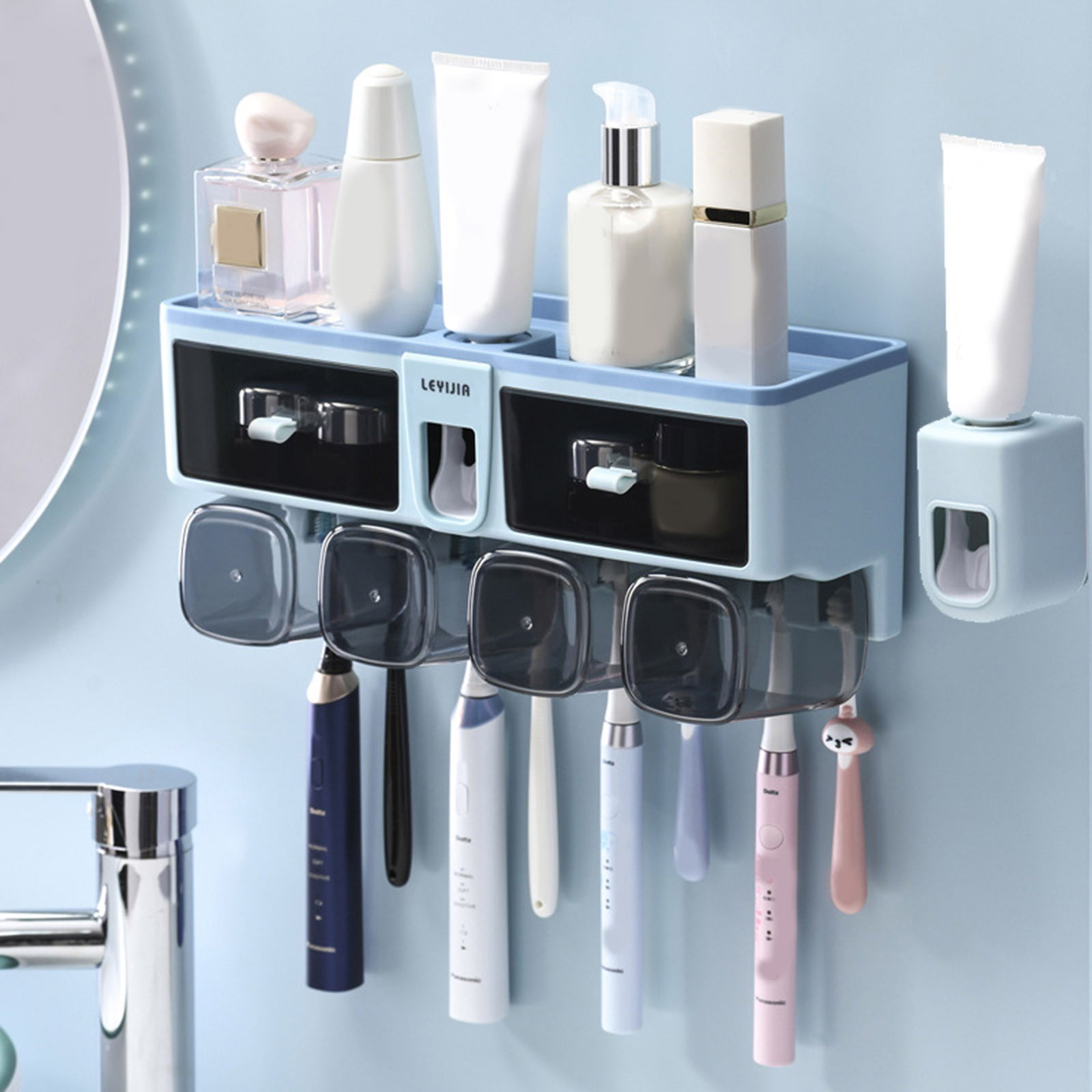 MtsDJSKF Toothbrusher Punch Electric Toothbrusher Bathroom Wall Mount Toothbrusher Set with ...