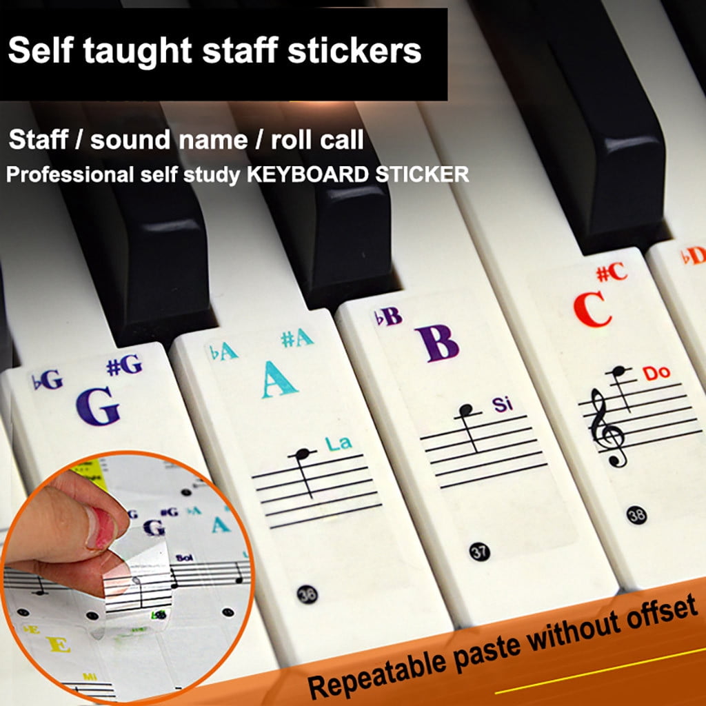 MtsDJSKF Universal Piano Learner Stickers Music Piano88/61/54/49Key ...