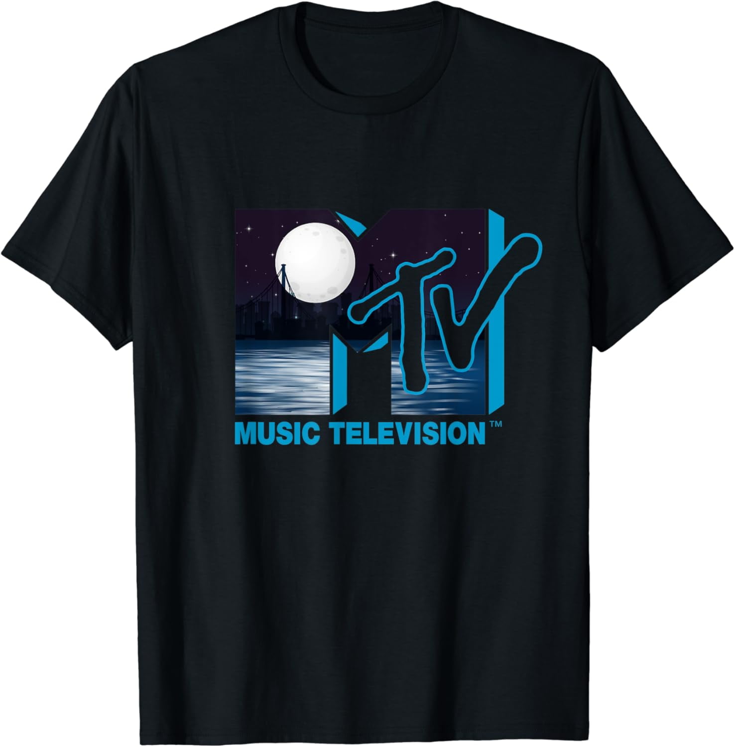 Mtv - The Official Original Mtv Logo With Full Moon Above The City T ...