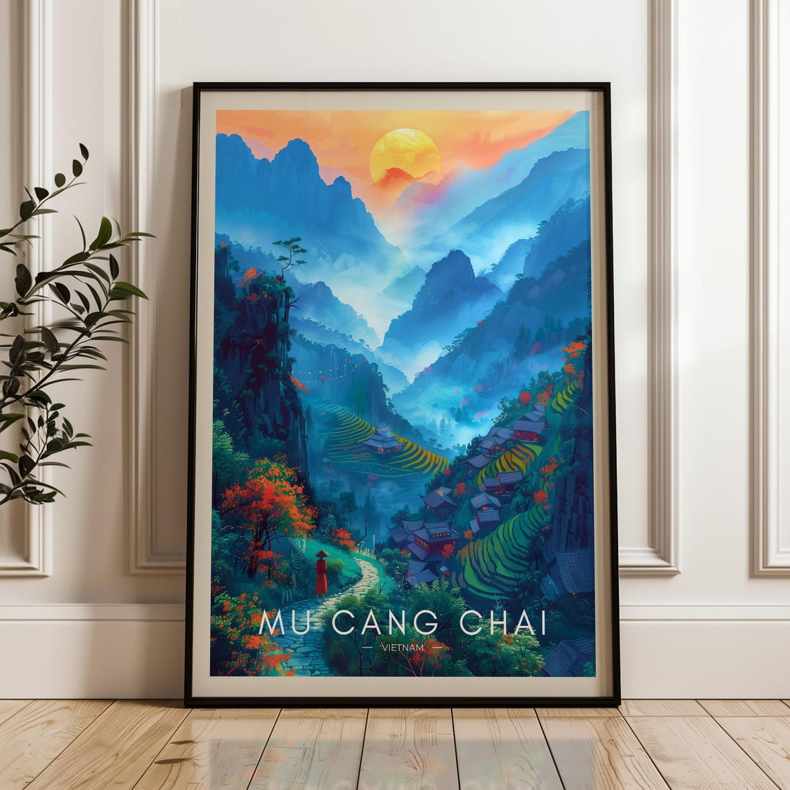 Mu Cang Chai Travel Poster - Vietnam Wall Art Print, Illustration ...