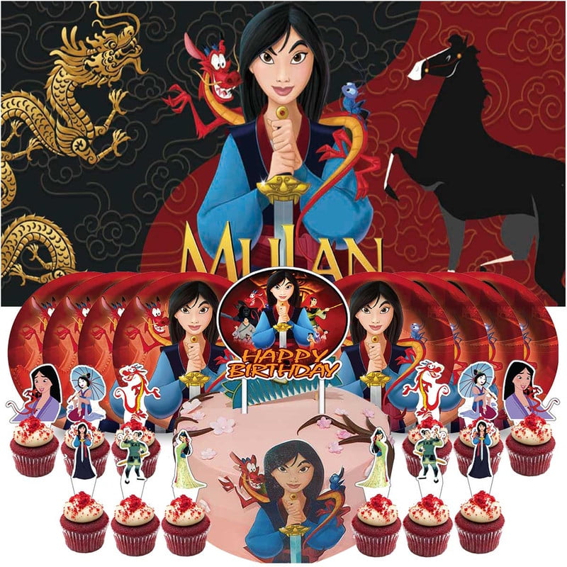 Mu Lan Princess Birthday Supplies Plates Decorations Decor Backdrop ...
