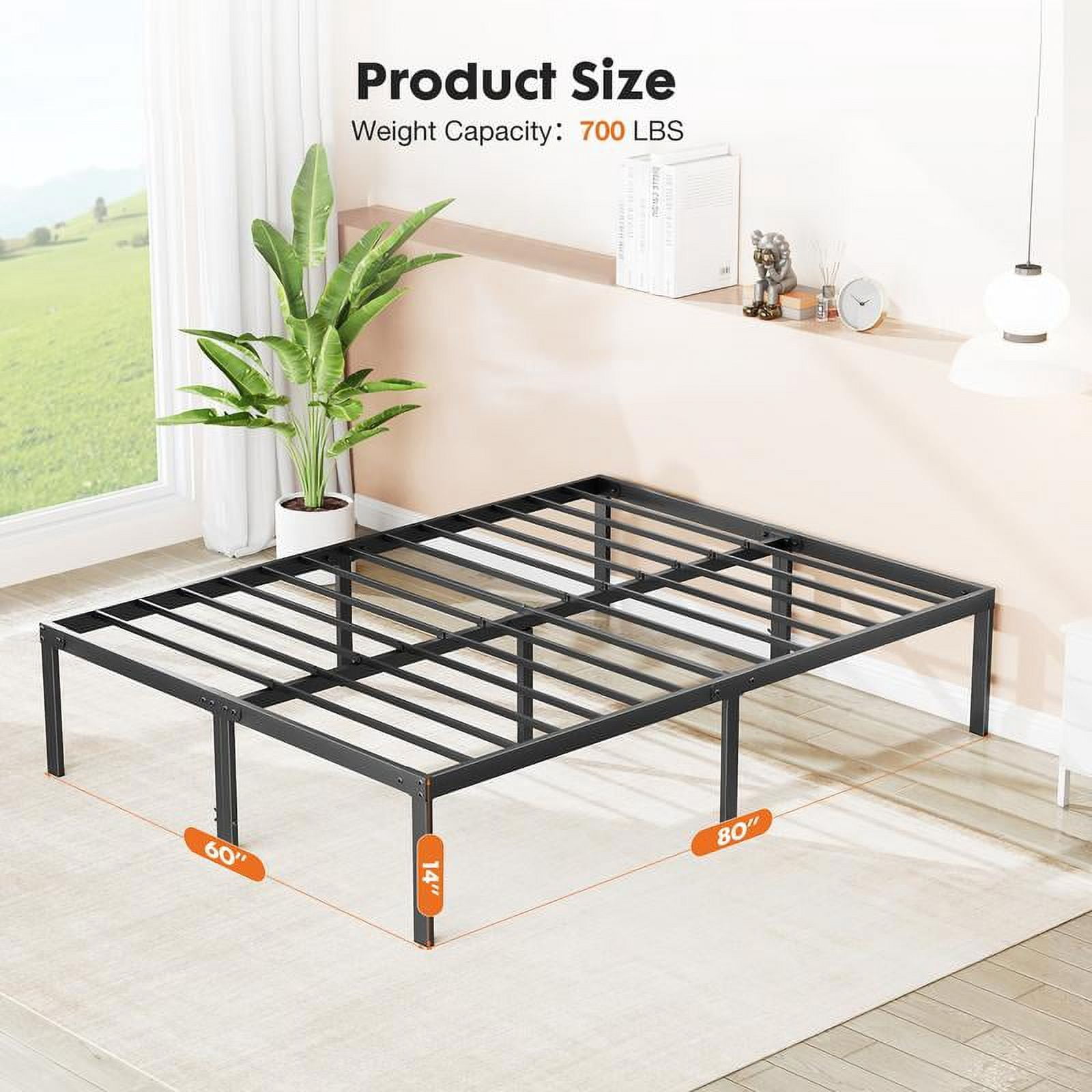 Mu Yue Sweet Furniture Bed Frame Heavy Duty Metal Platform Frames Queen ...