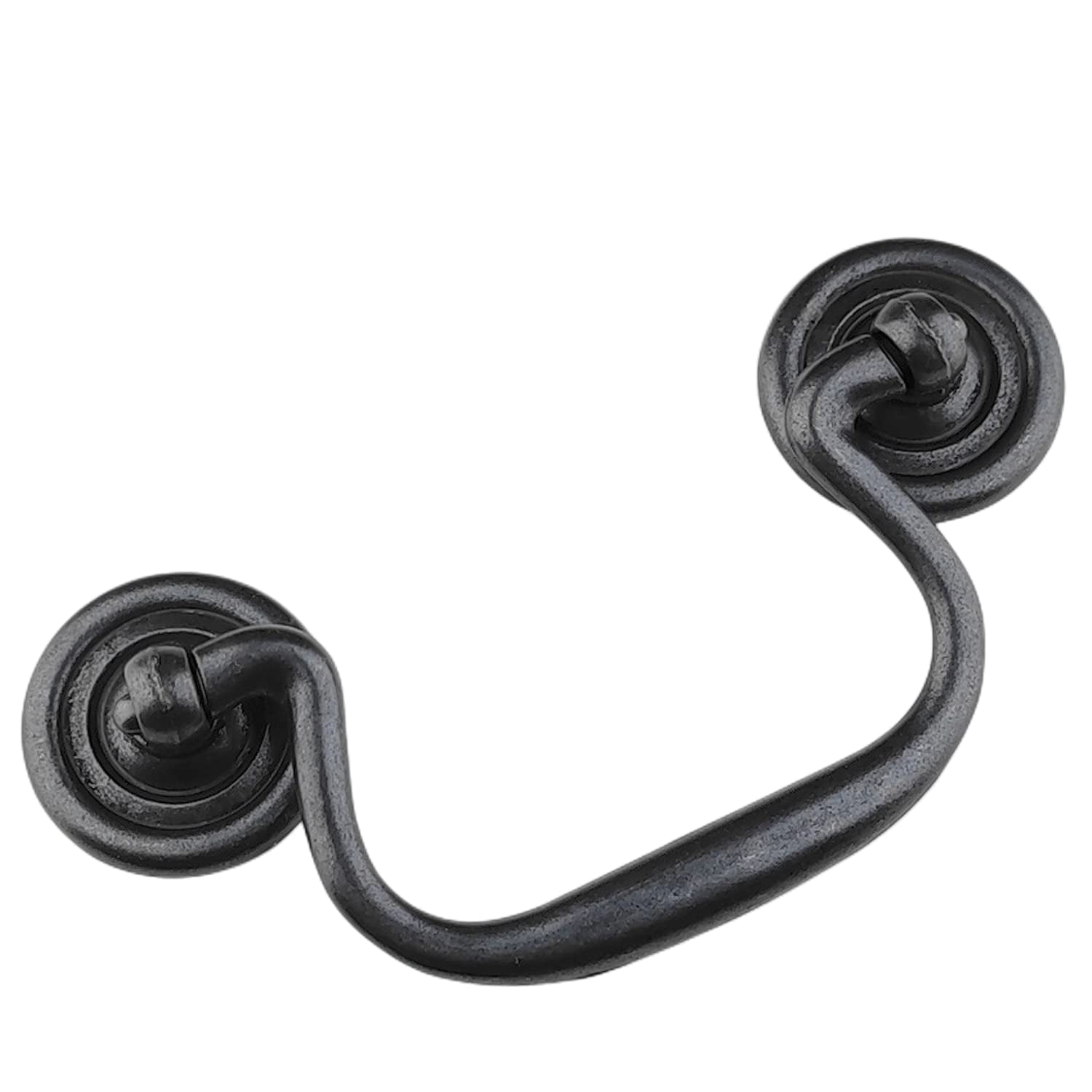 MuDuJia 4-Pack 3.23" Hole Centers Antique Black Hanging Ring Puller Drawer Pull Handle Cabinet ...