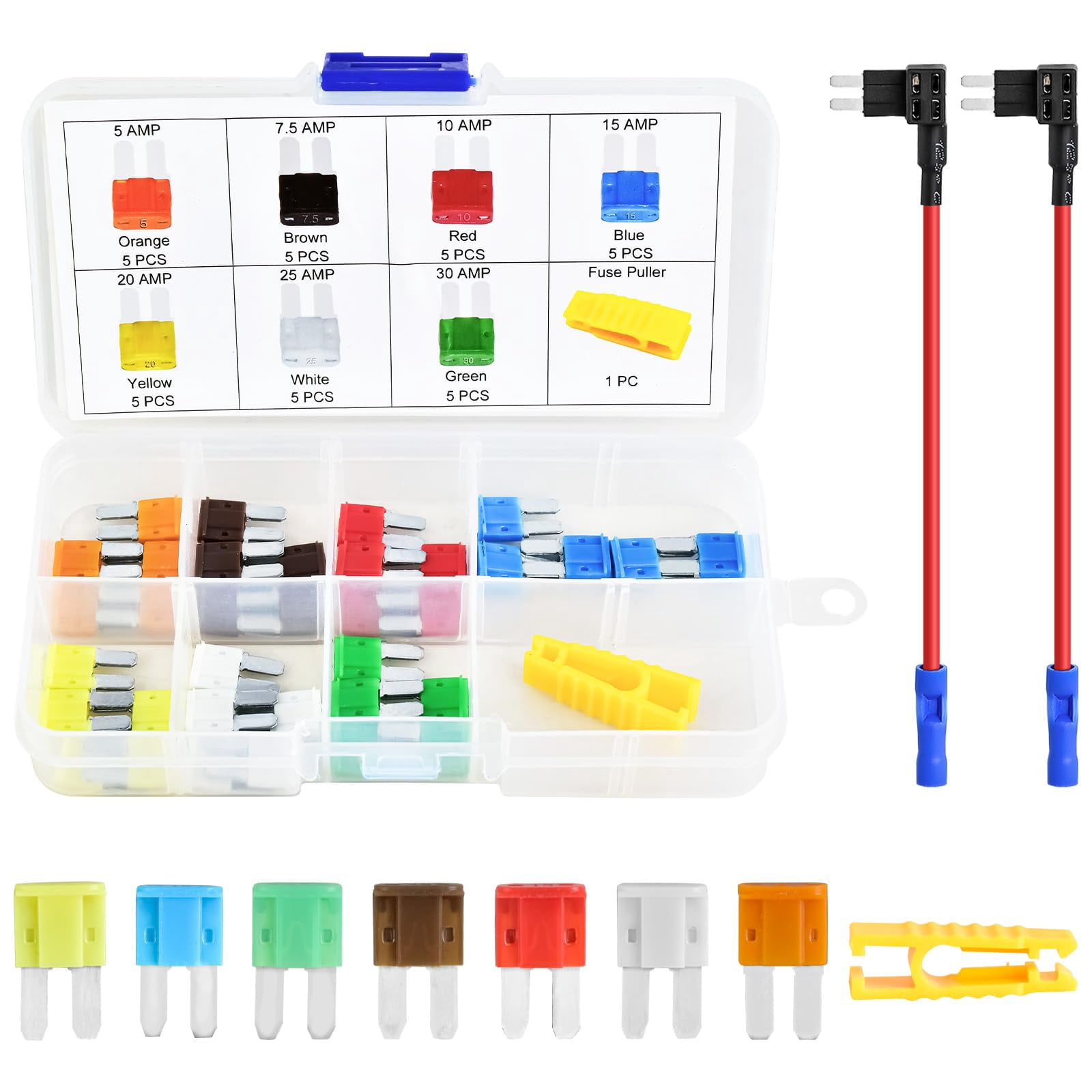 MuHize 35PC Micro2 Blade Fuses & 2 Add-A-Circuit Taps - Upgraded for ...